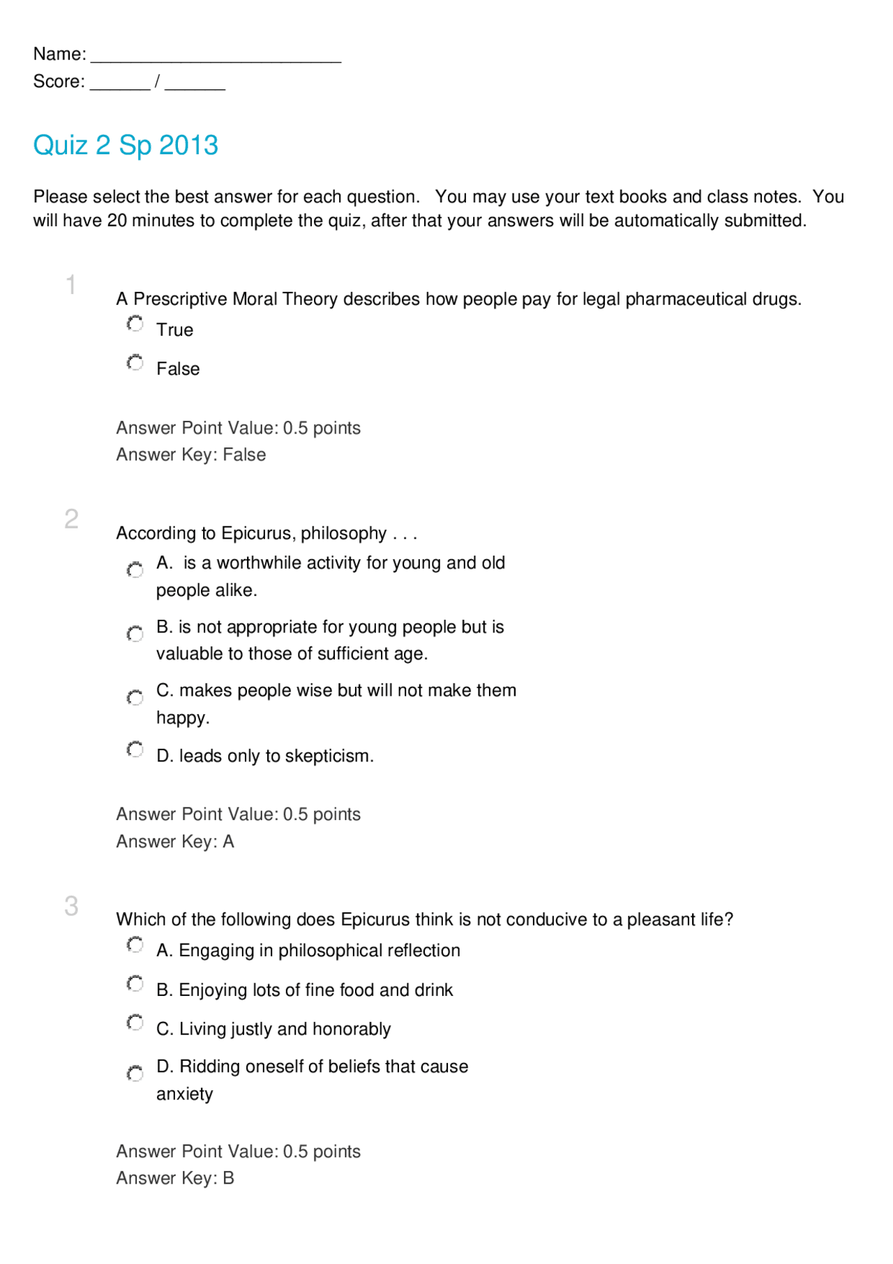 Ethics And Society Quiz 2 With Solutions Phil 1320 Docsity