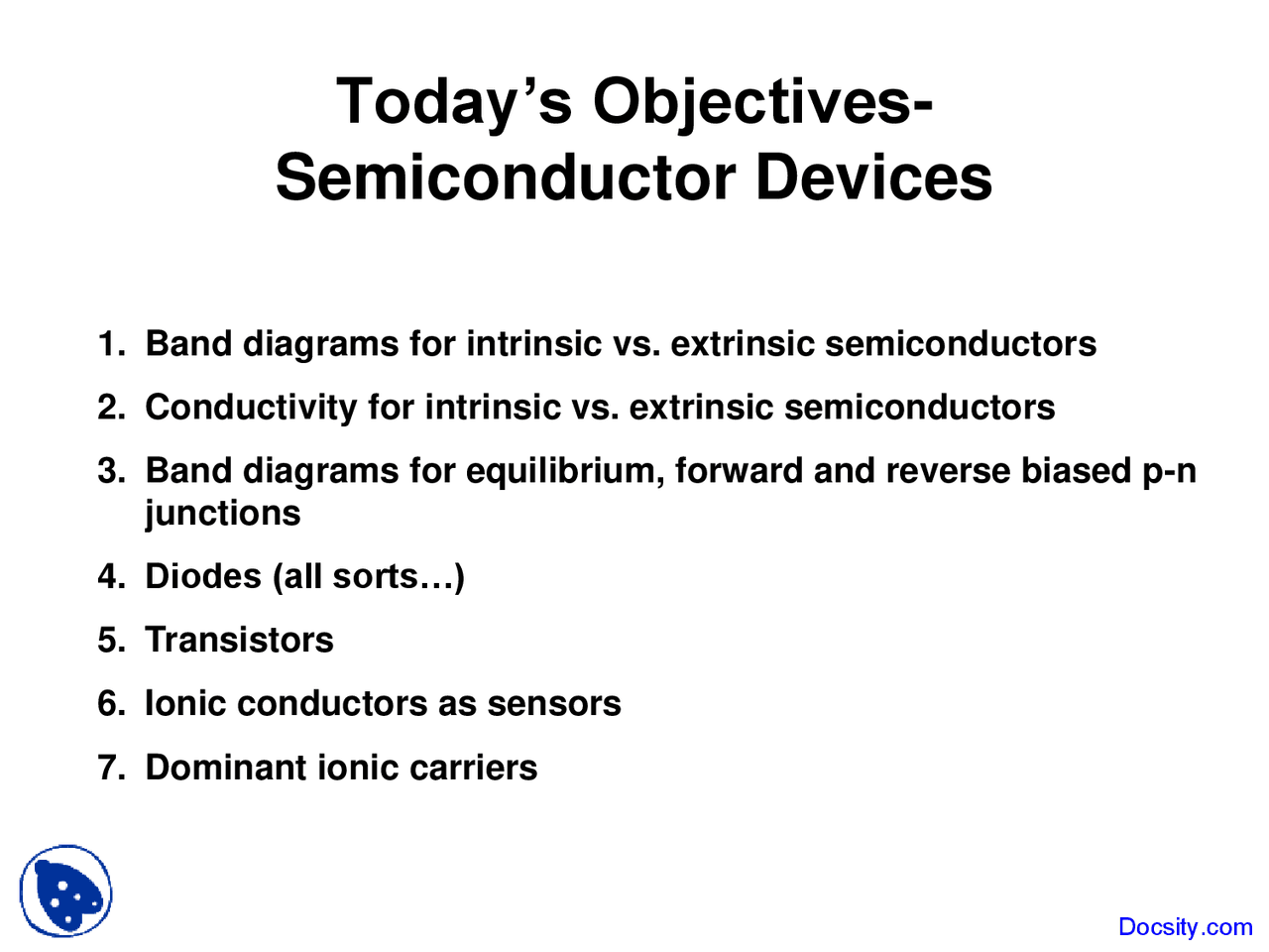 Semiconductor Devices - Processing of Materials - Lecture Slides - Docsity