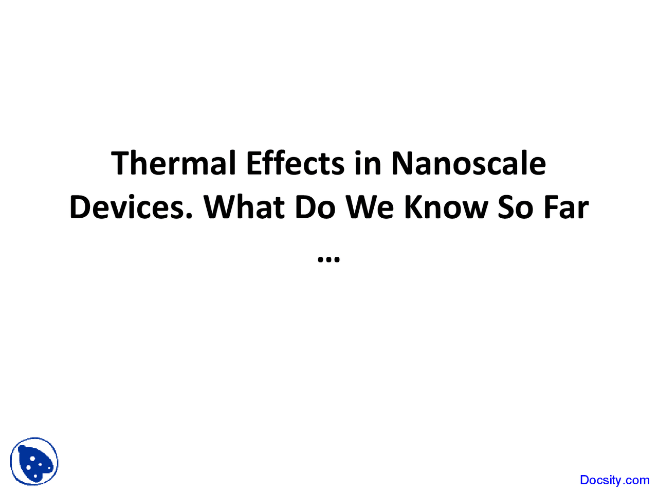 Thermal Effects Advanced Device Simulation Lecture Slides Docsity
