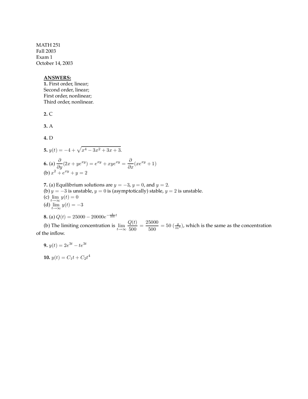 Linear Ordinary And Partial Differential Equations Solved Exam