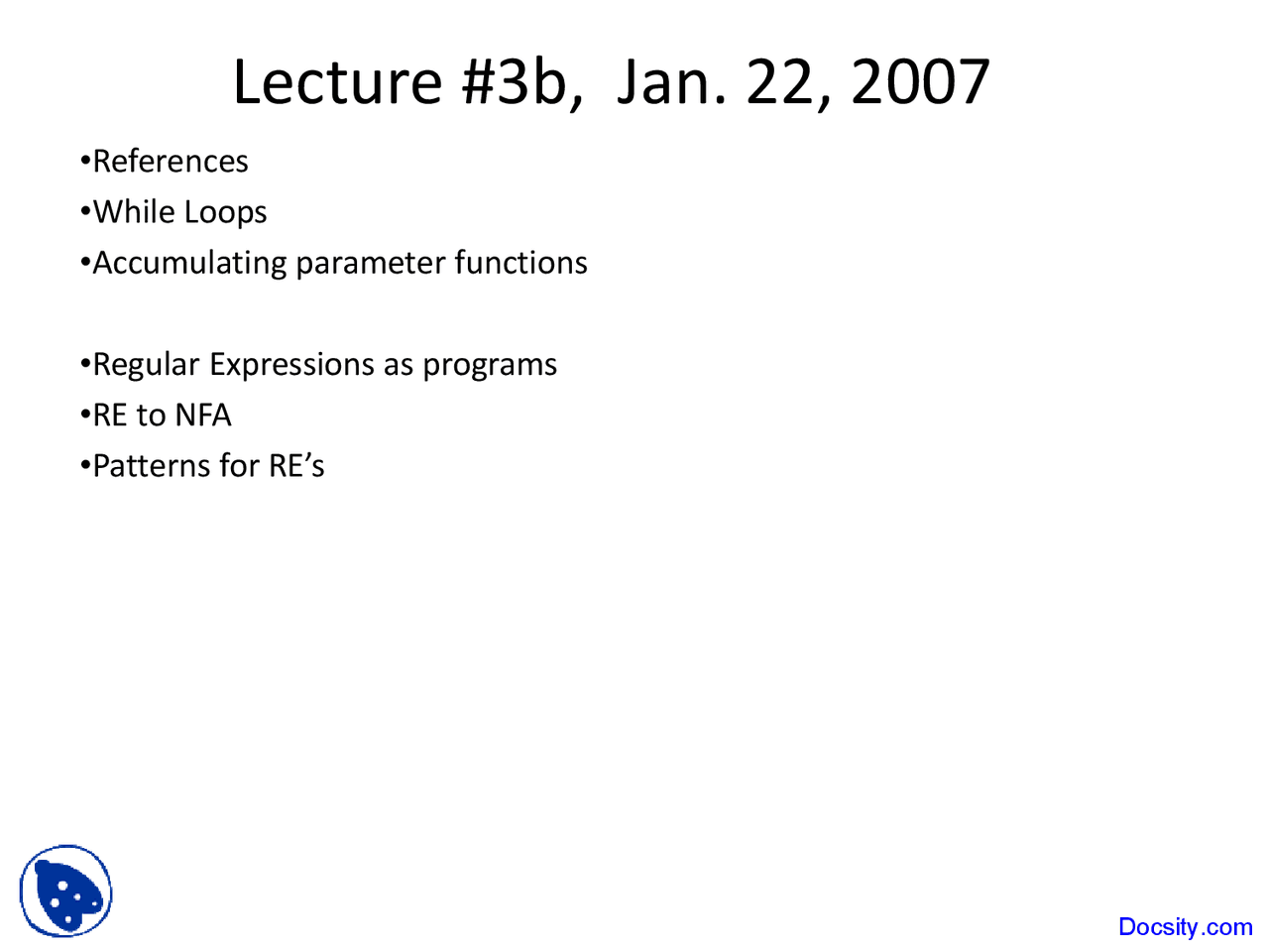 Regular Expressions - Compiler Design - Lecture Slides | Slides Informática | Docsity