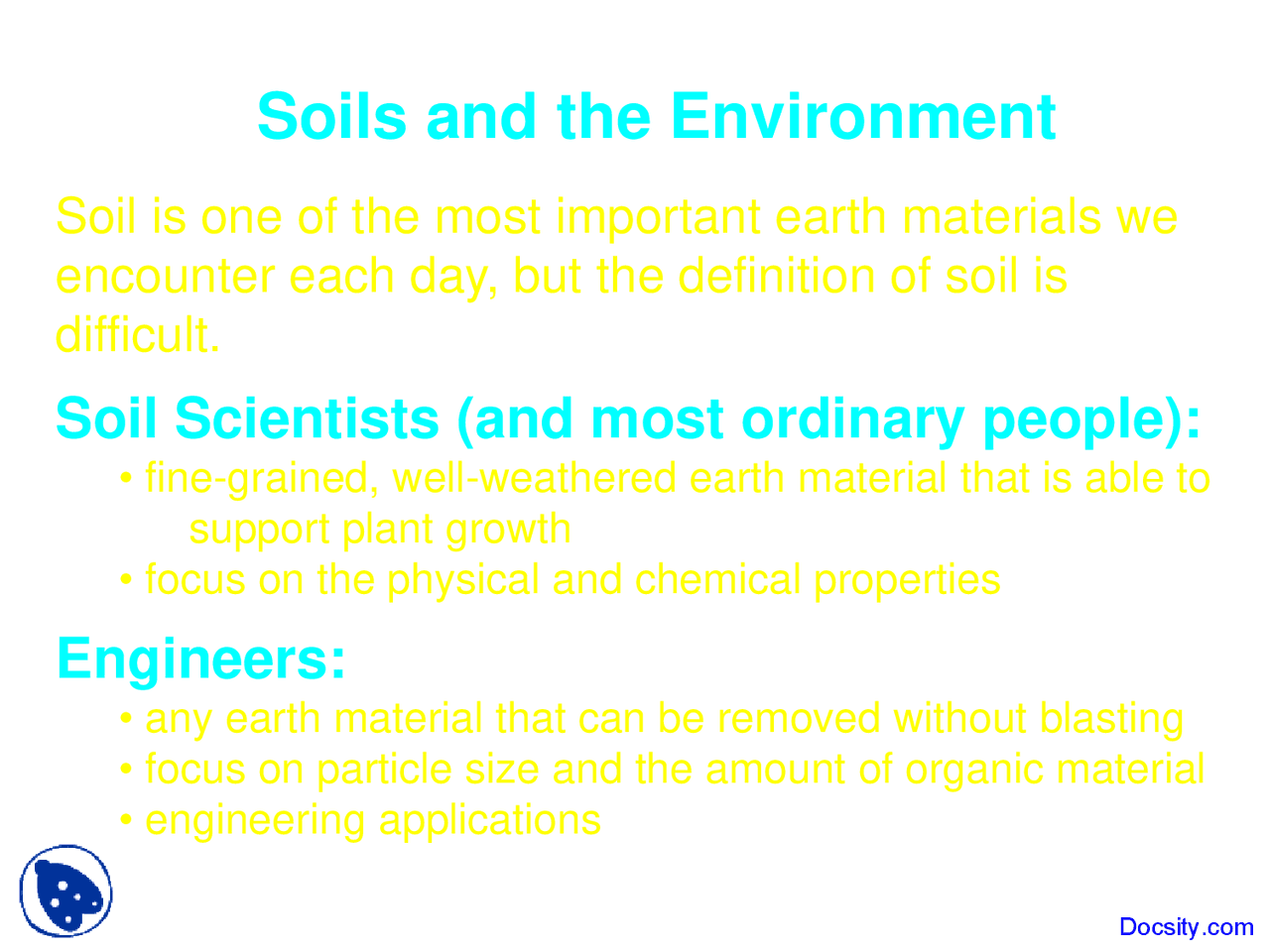 Soils and Environment - Environmental Engineering - Lecture Slides - Docsity