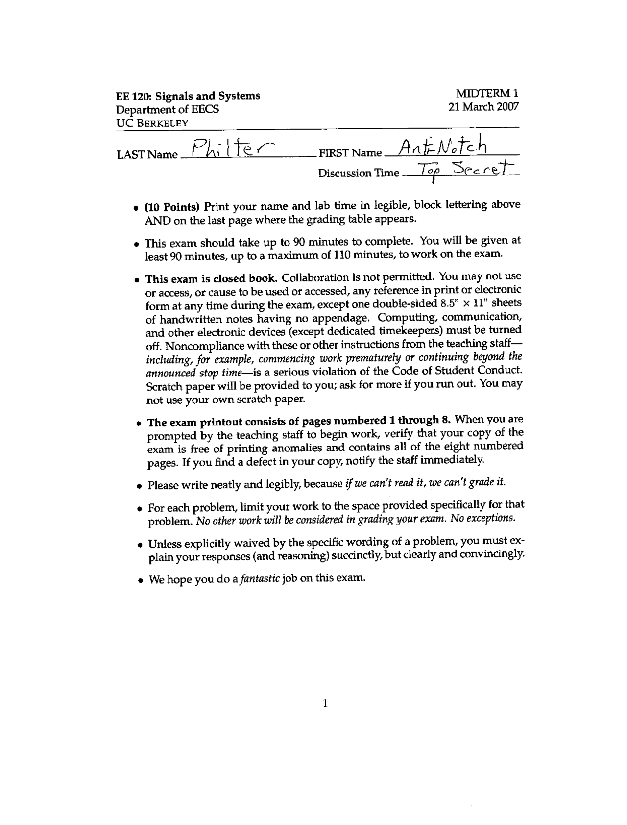 Properties Signals And Systems Solved Exam Docsity