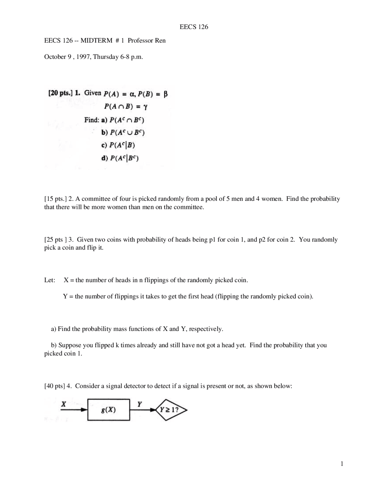 Flippings - Probability and Random Processes - Exam - Docsity