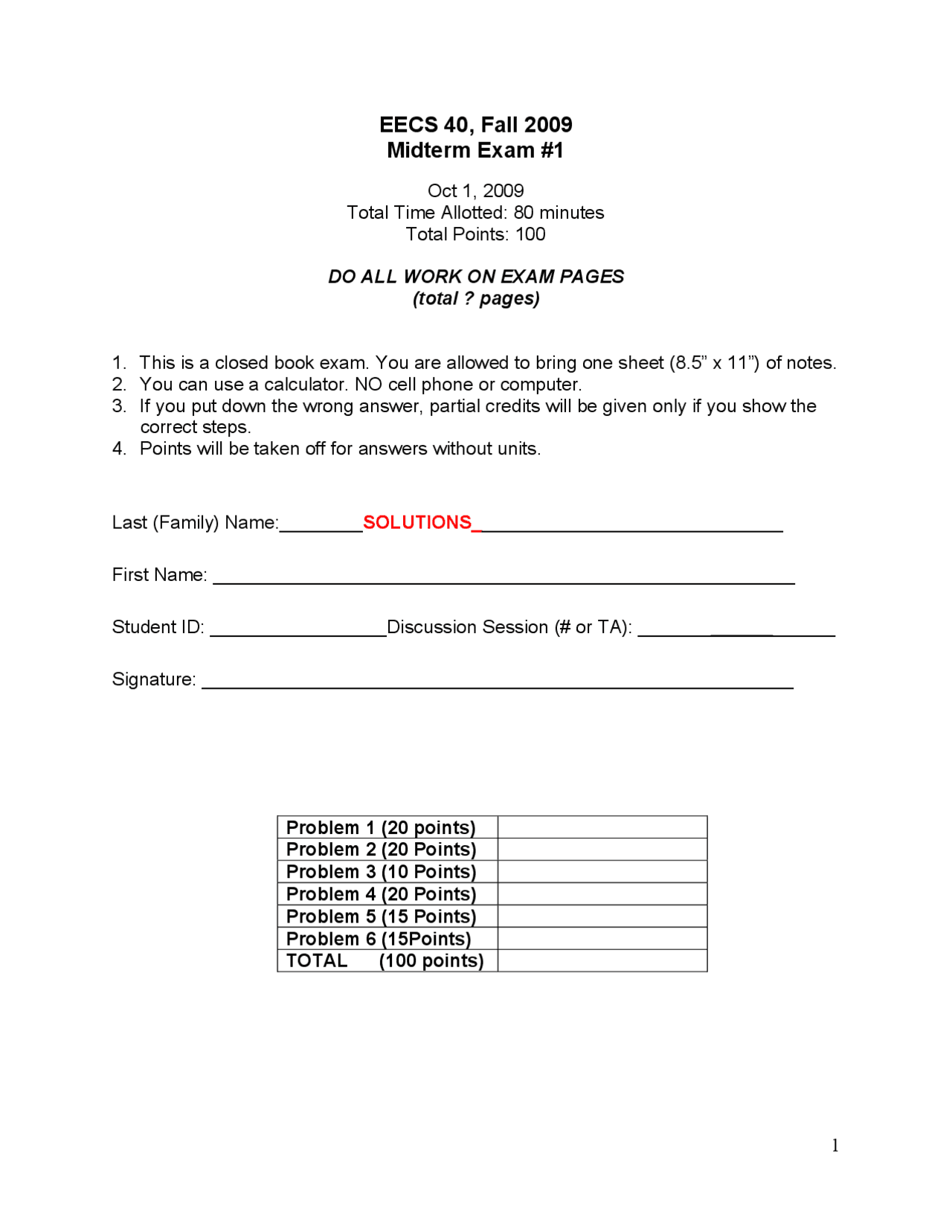 General Introduction To Microelectronic Circuits Solved Exam Docsity