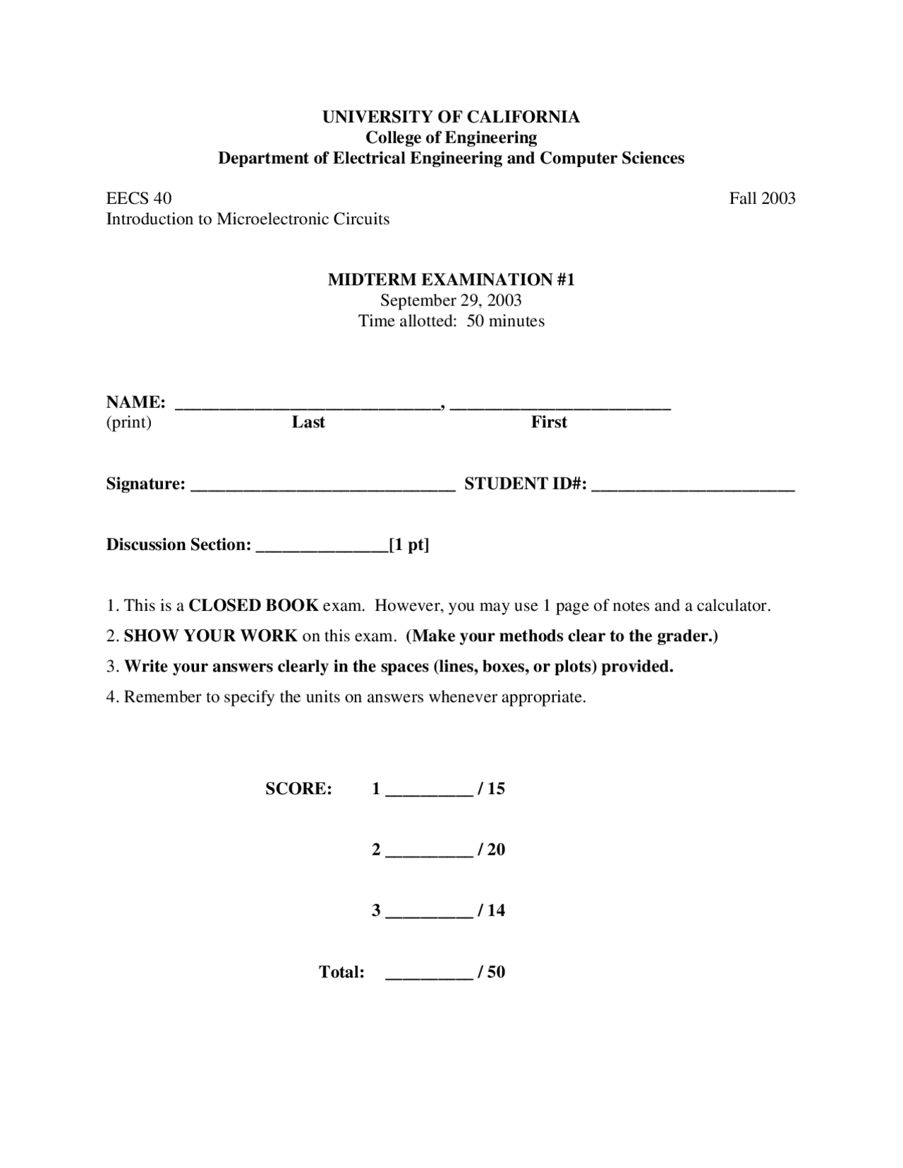 Circuit Analysis Introduction To Microelectronic Circuits Exam