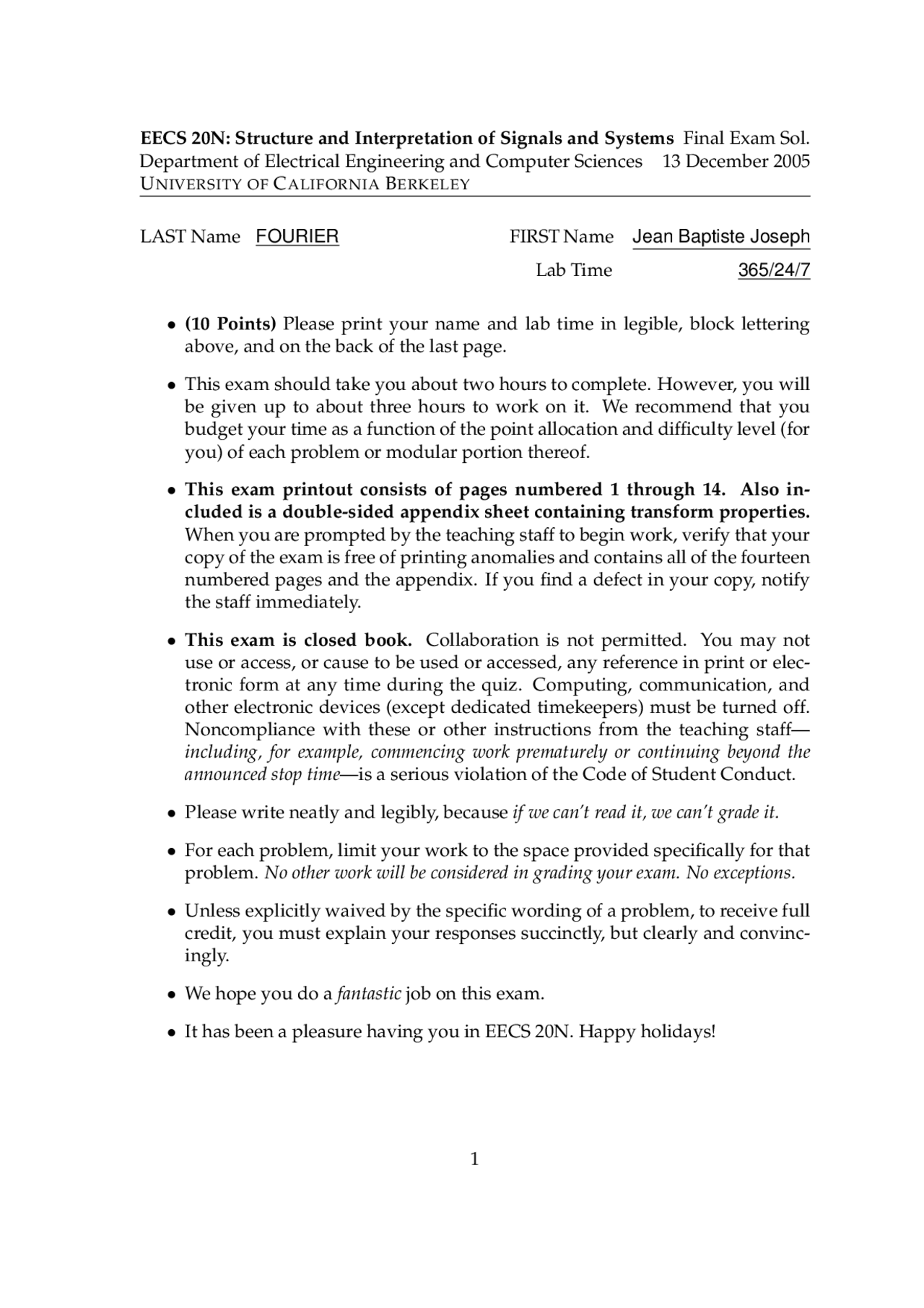 Fourier Series Structure And Interpretation Of Systems And Signals