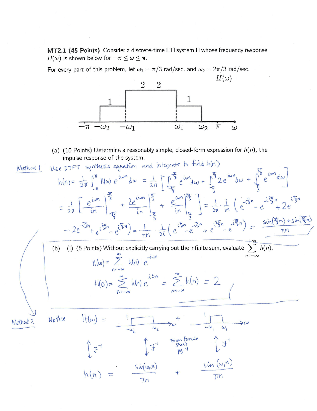 Frequency Response Signals And Systems Solved Exam Docsity