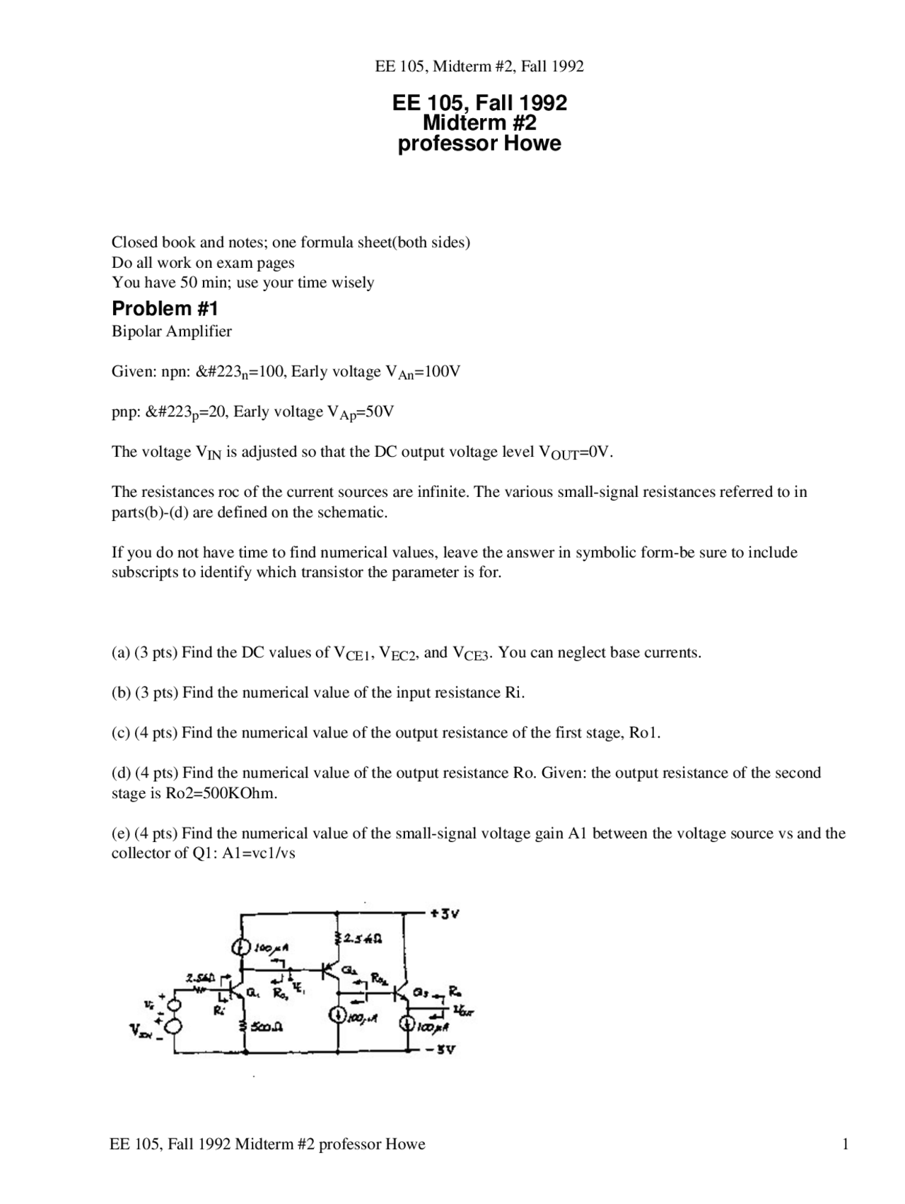 Early Voltage Microelectronic Devices And Circuits Exam Docsity