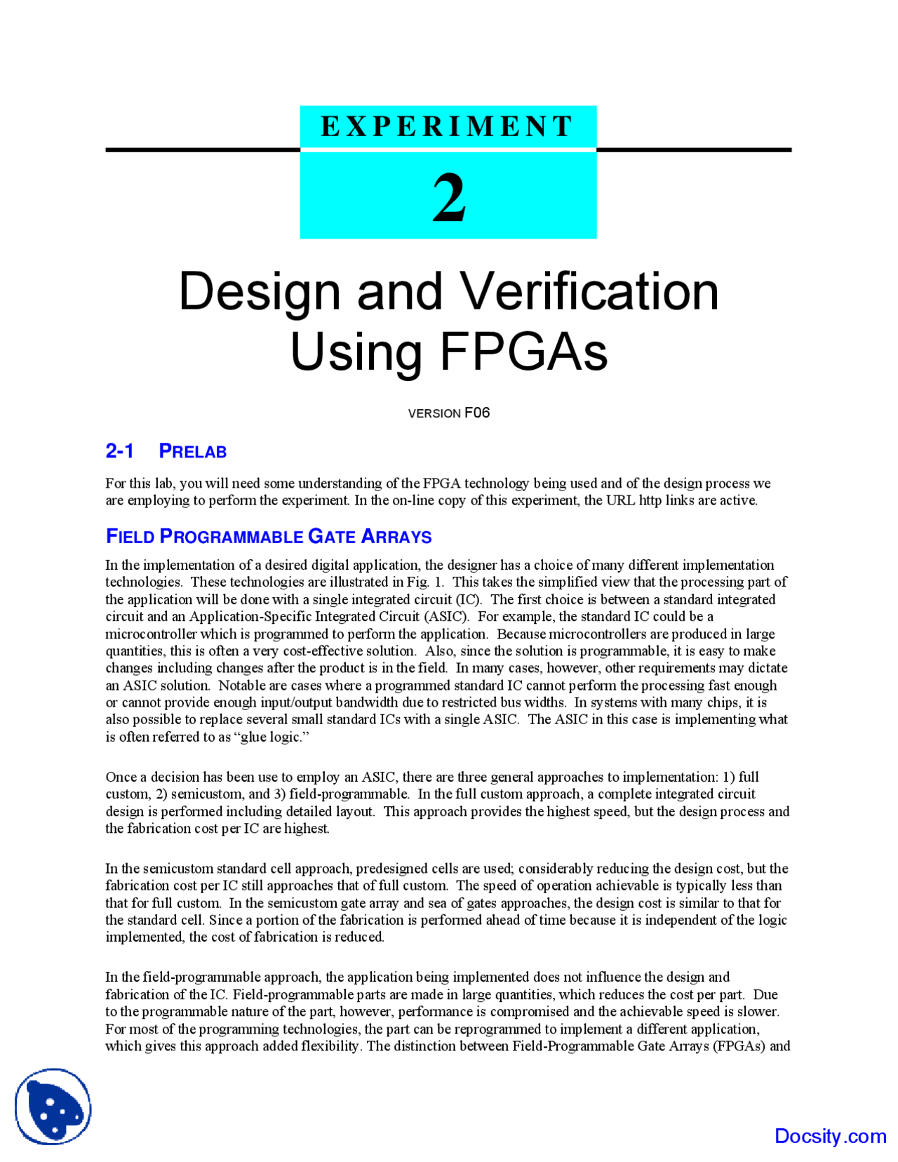 Design And Verification Digital Logic Laboratory Lecture Notes