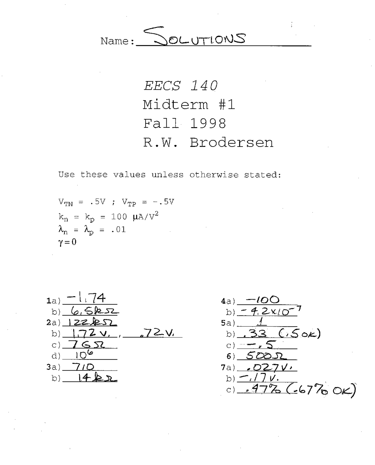 Substrates Linear Integrated Circuits Solved Exam Docsity