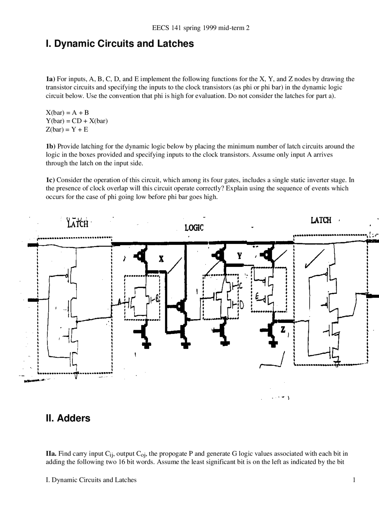 Dynamic Circuits and Latches - Introduction to Digital Integrated Circuits - Exam | Exámenes ...