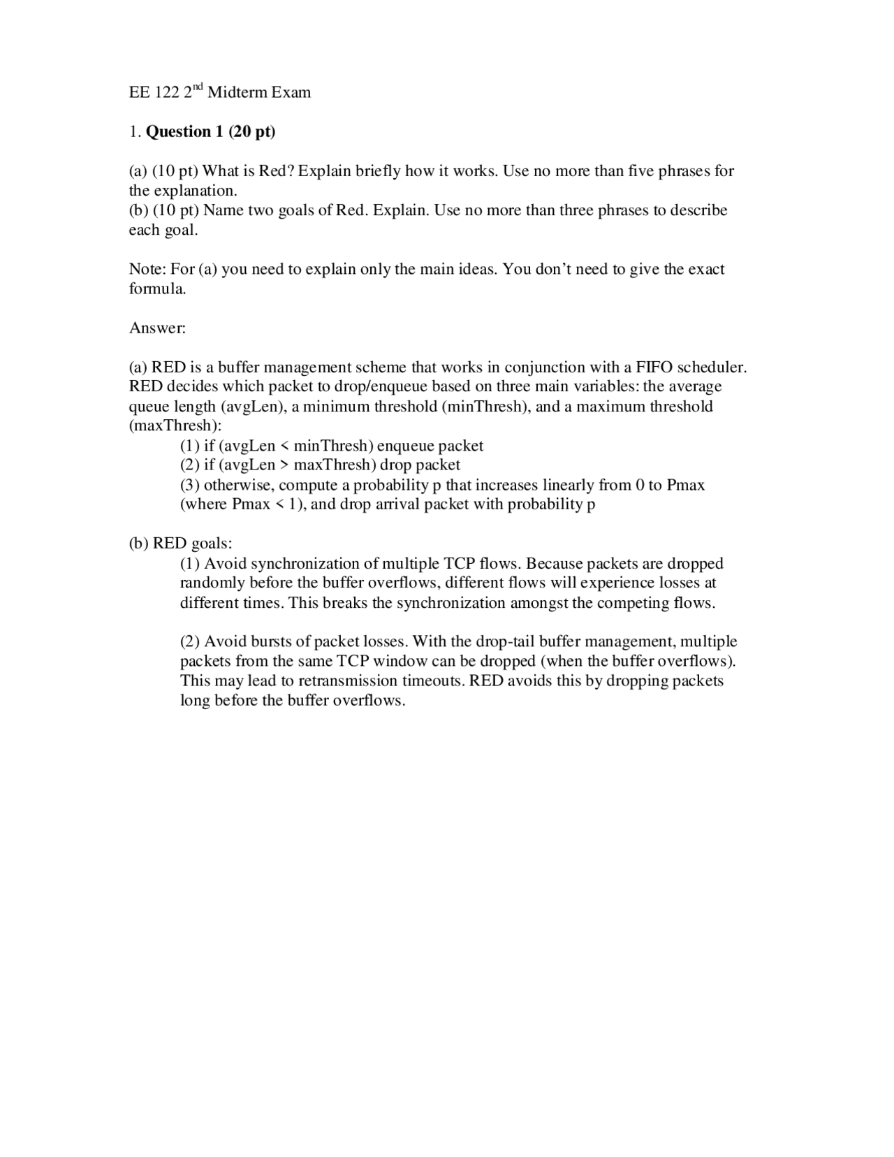 Packet Length Introduction To Communication Networks Solved Exam