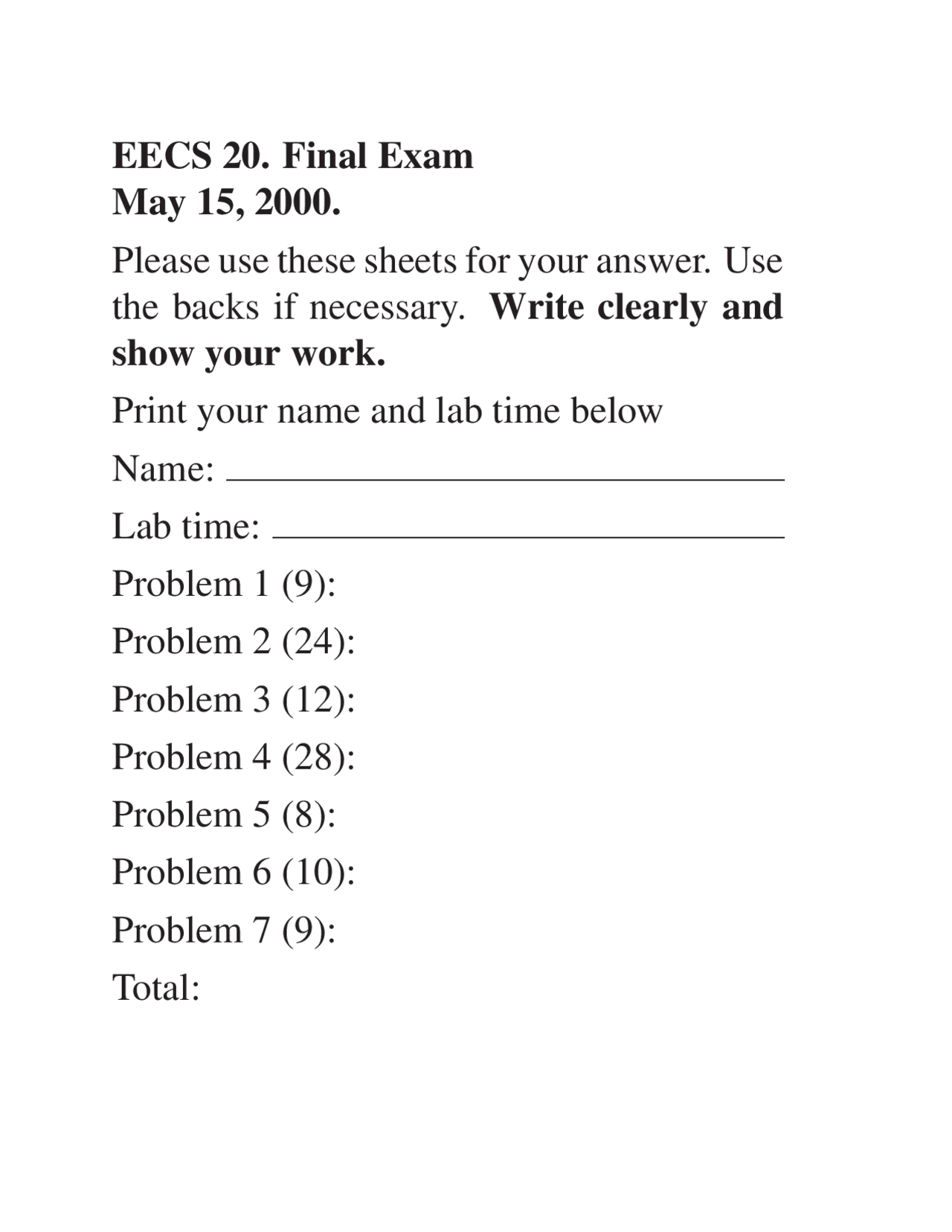 Systems Structure And Interpretation Of Systems And Signals Exam