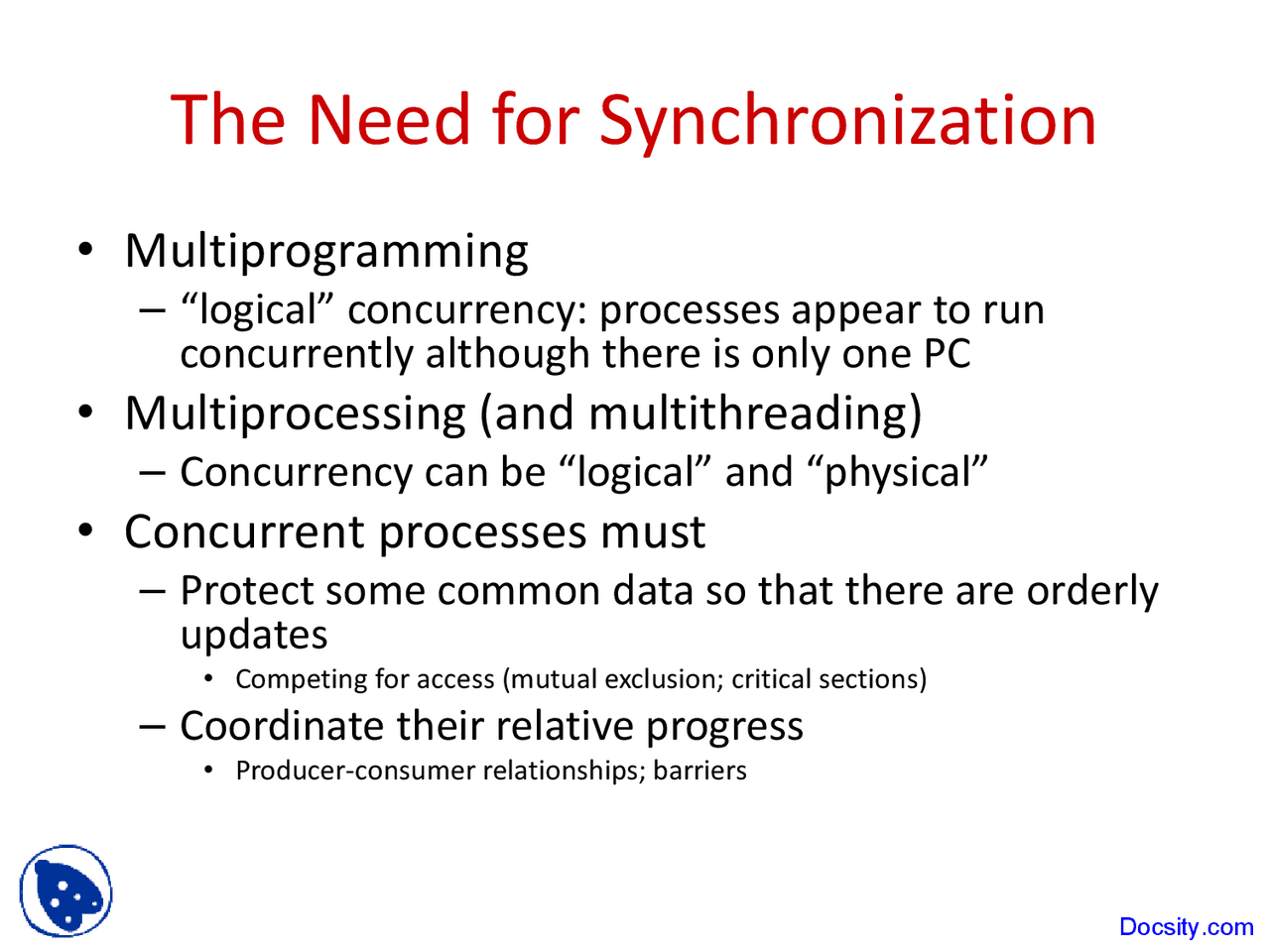 Need For Synchronization Computer Design And Organisation Lecture