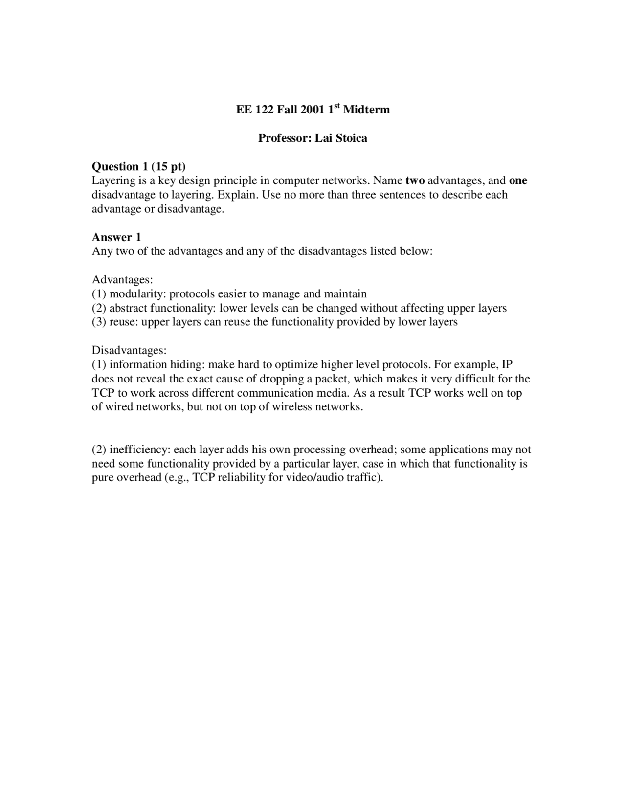 Schematic Introduction To Communication Networks Solved Exam Docsity