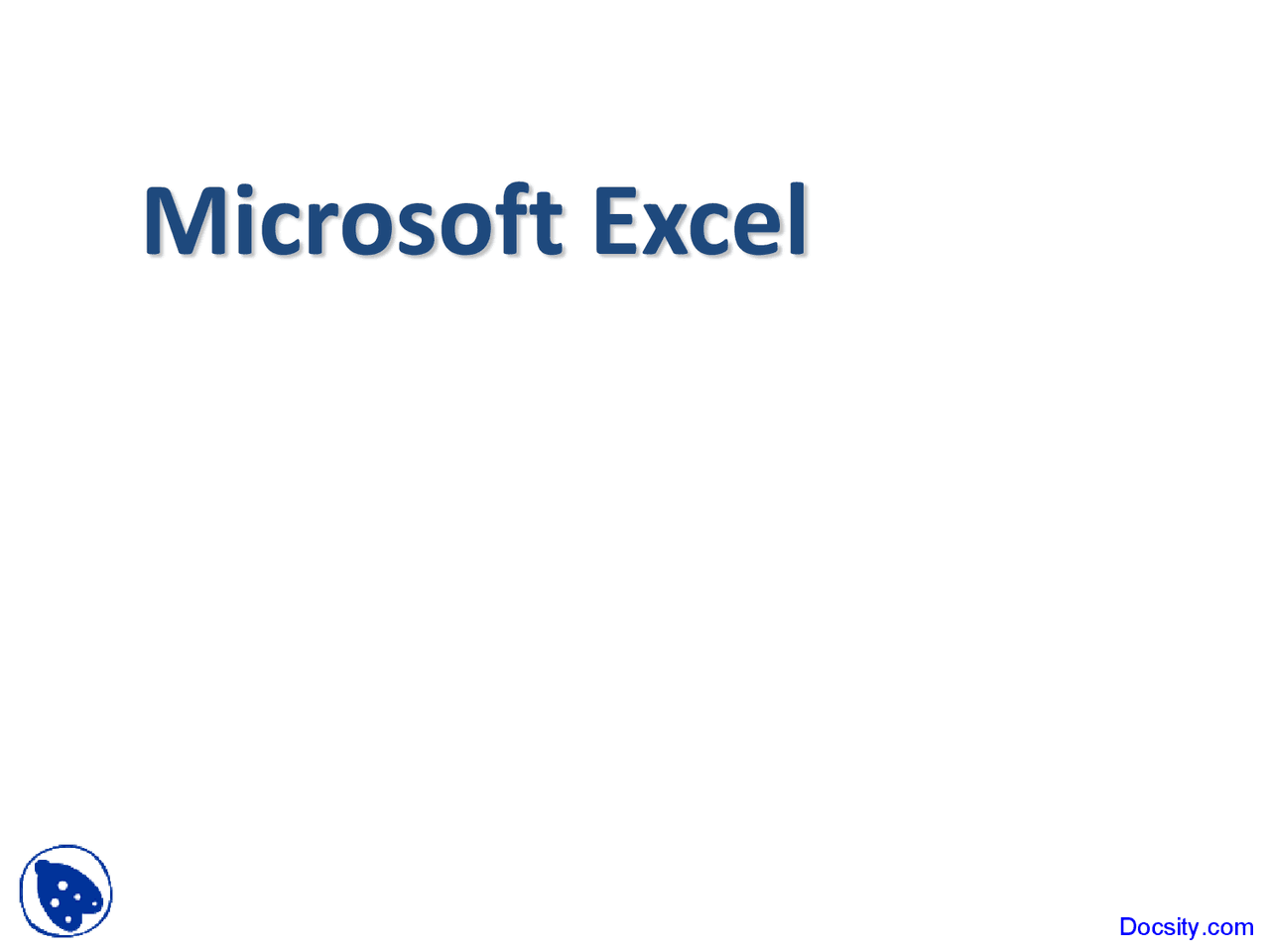 Microsoft Excel Computer Fundamentals Lecture Slides Docsity