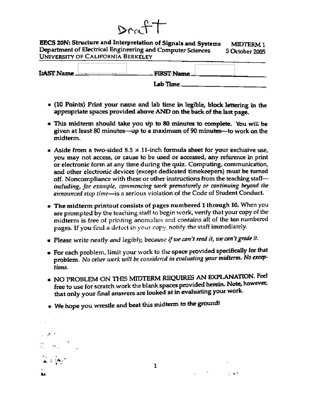 Elements - Structure and Interpretation of Systems and Signals - Solved Exam - Docsity
