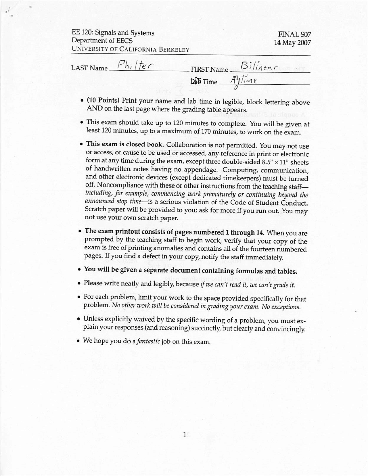 Transform Signals And Systems Solved Exam Exams Signals And