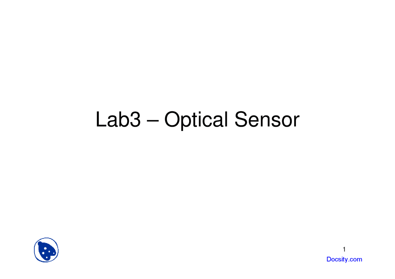 Optical Sensor Embedded System Design Lecture Slides Docsity