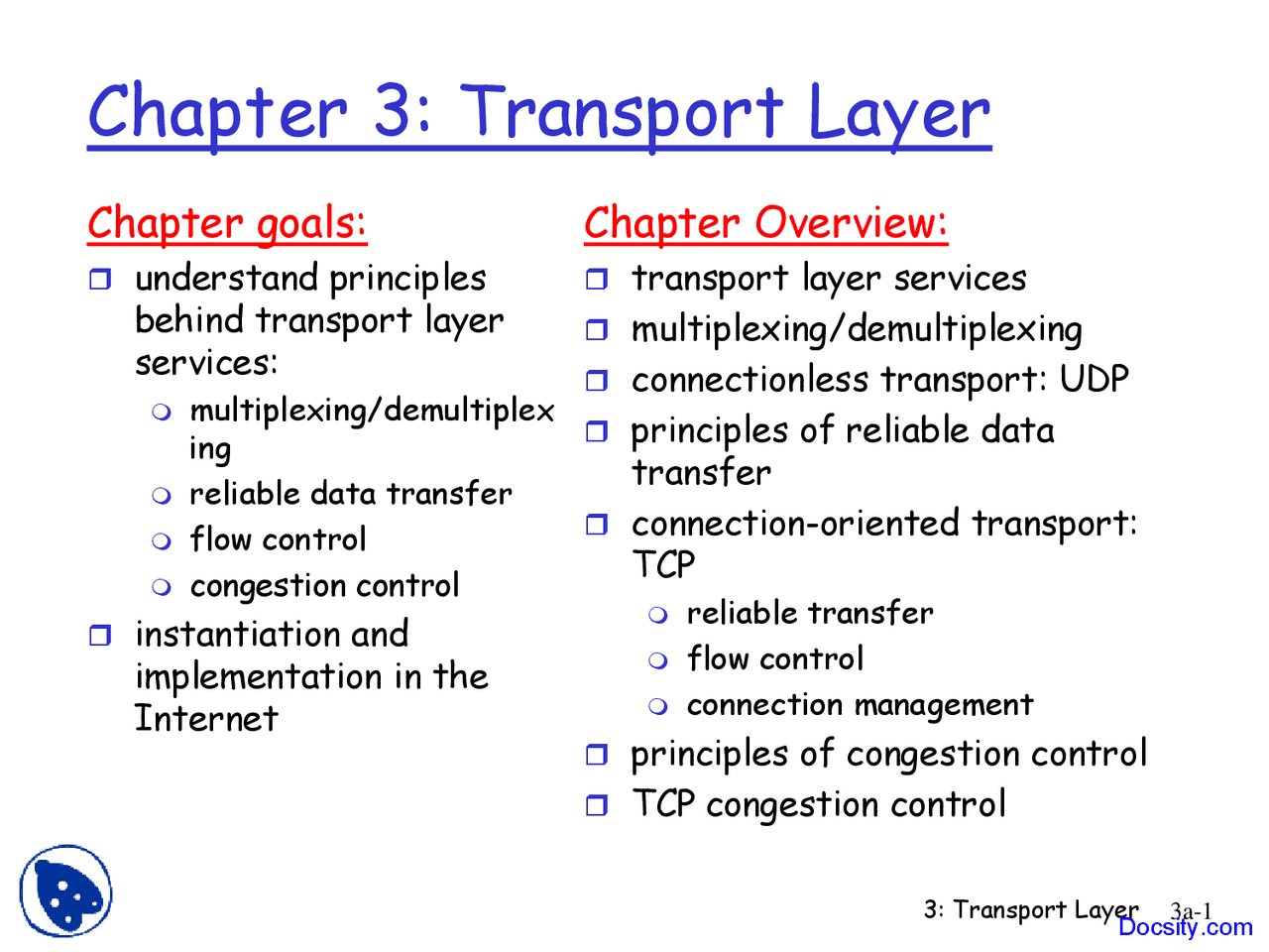 Transport Layer Computer Networks Lecture Slides Docsity
