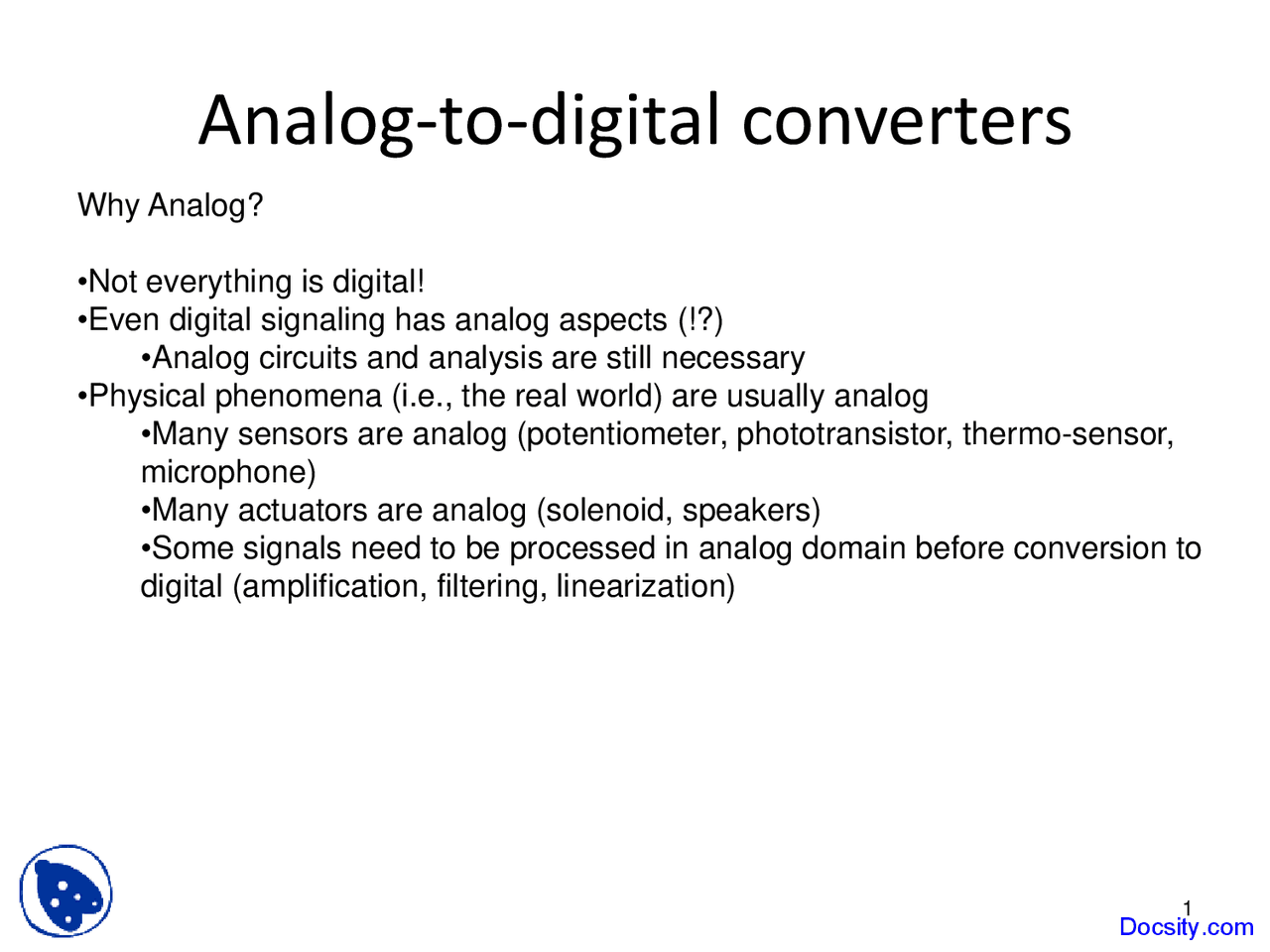 Analog To Digital Converters Embedded System Design Lecture Slides