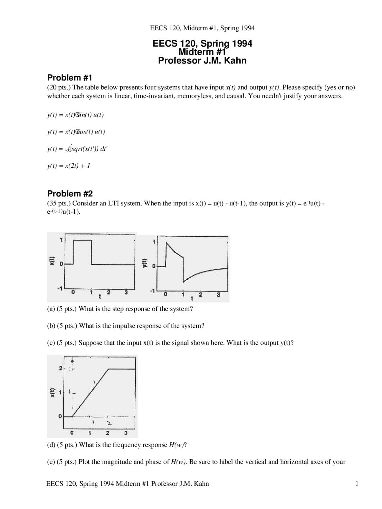 Step Response Signals And Systems Exam Docsity