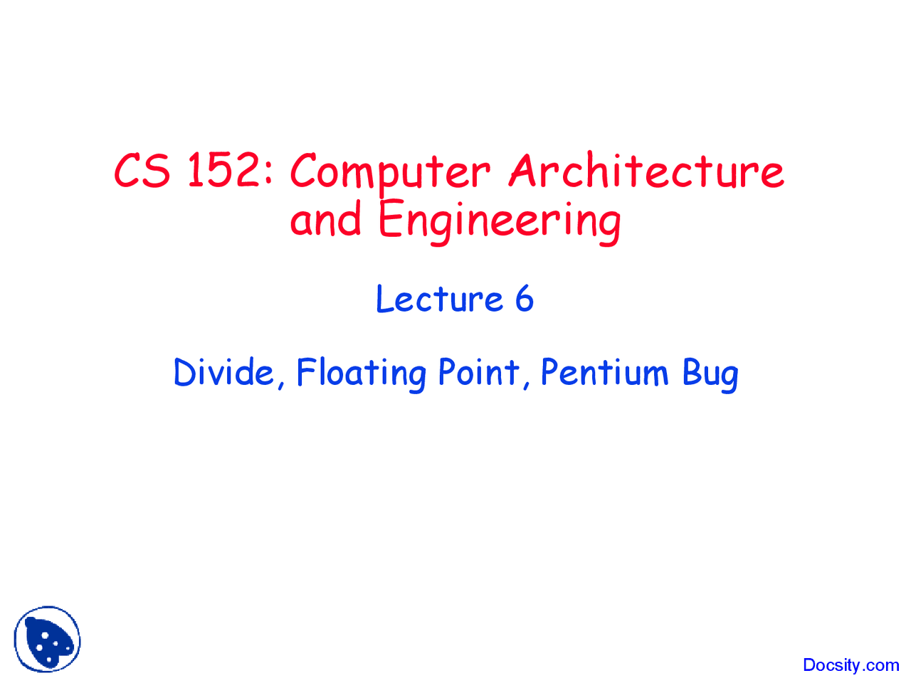 Divide Floating Point Computer Organization Lecture Slides Docsity