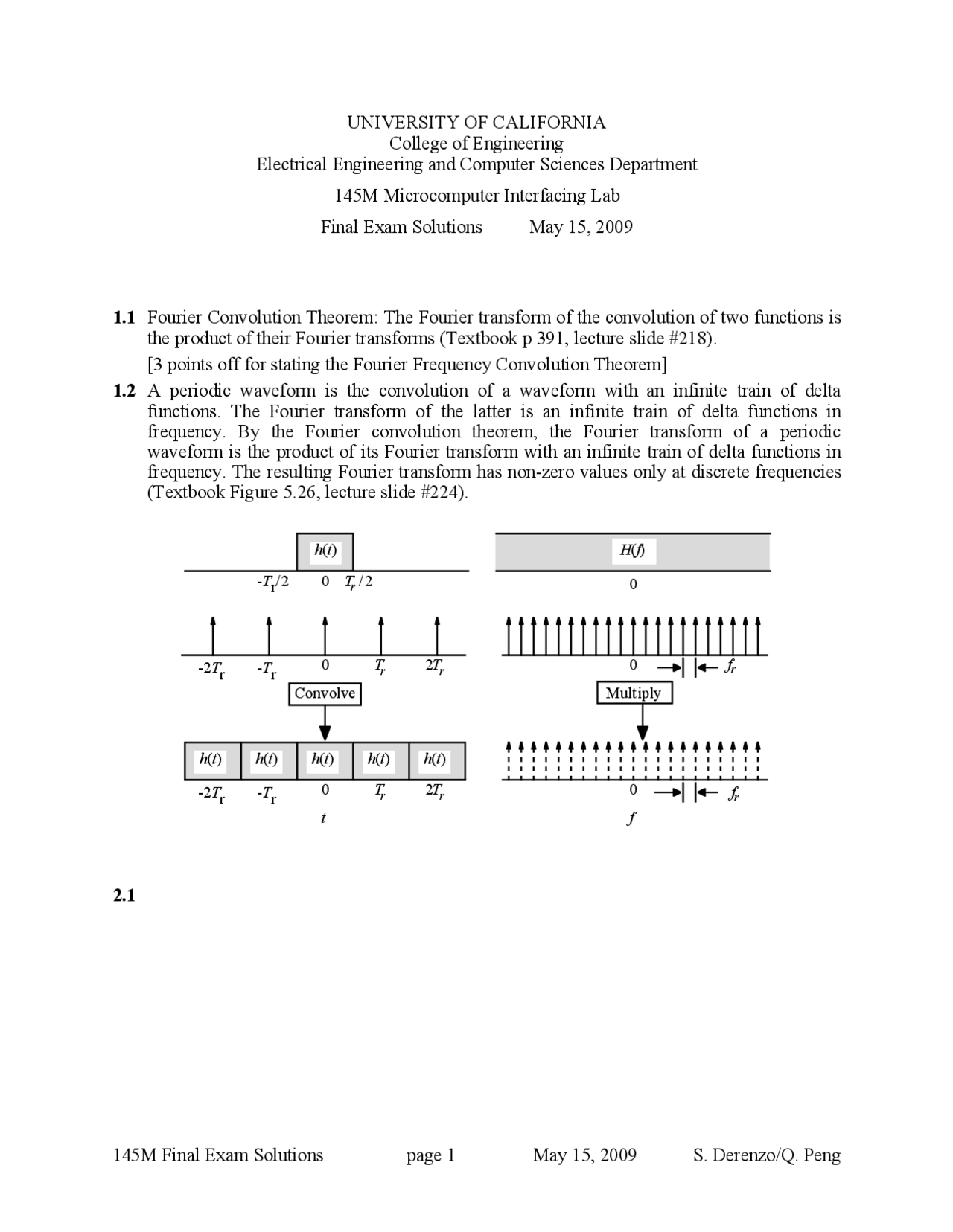 Fourier Convolution Theorem Introductory Microcomputer Interfacing