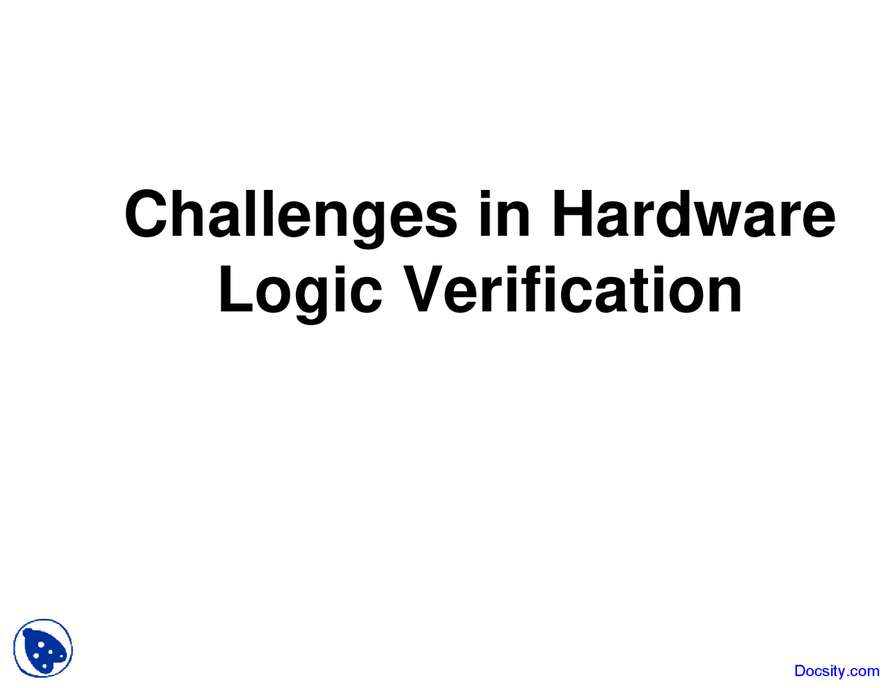 Challenges Functional Verification Lecture Slides Docsity