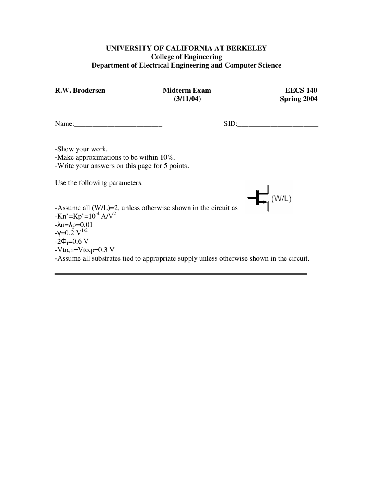 Substrates Linear Integrated Circuits Exam Docsity