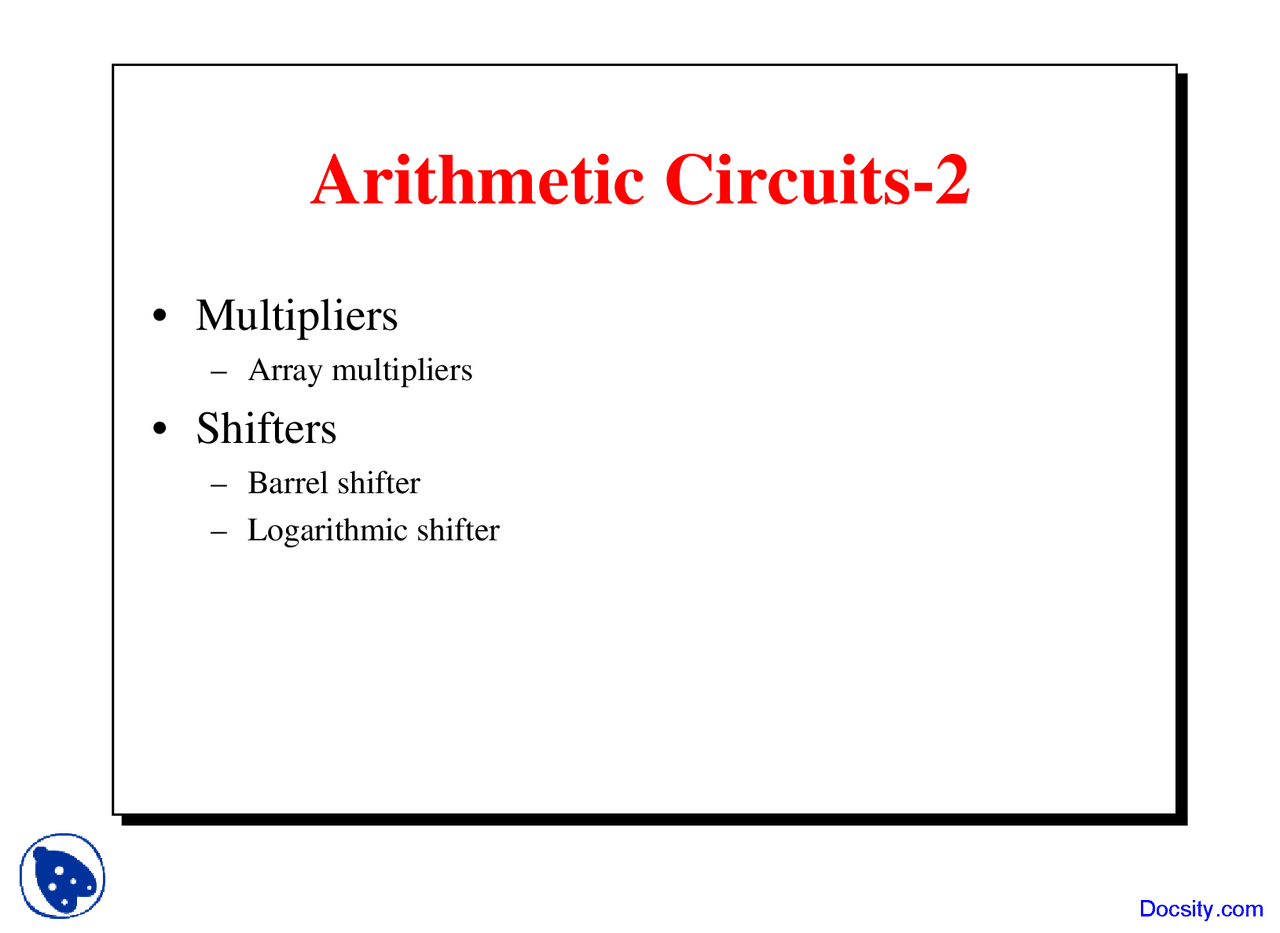 Arithmetic Circuits Cmos Design Methodologies Lecture Slides Docsity