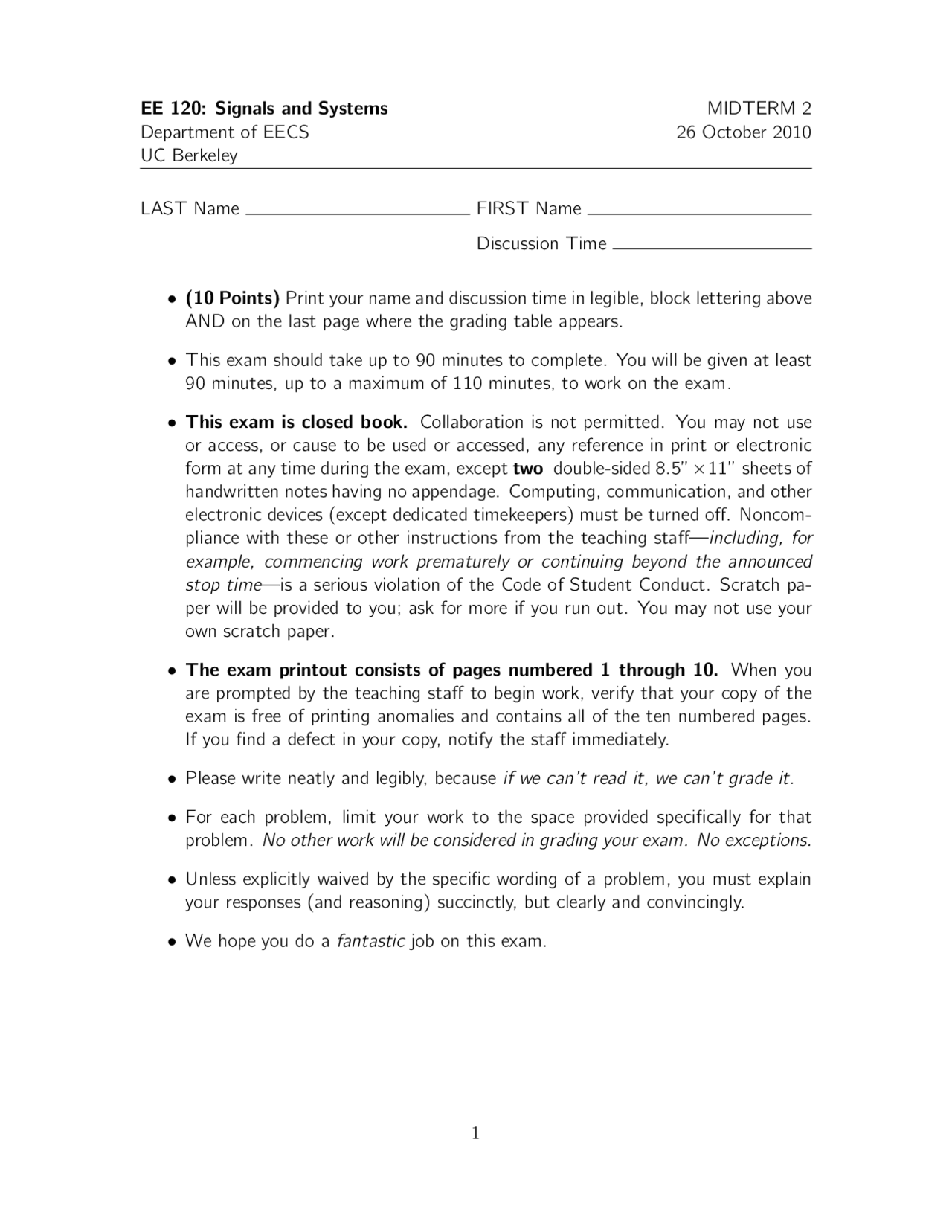 Frequency Response Signals And Systems Exam Docsity