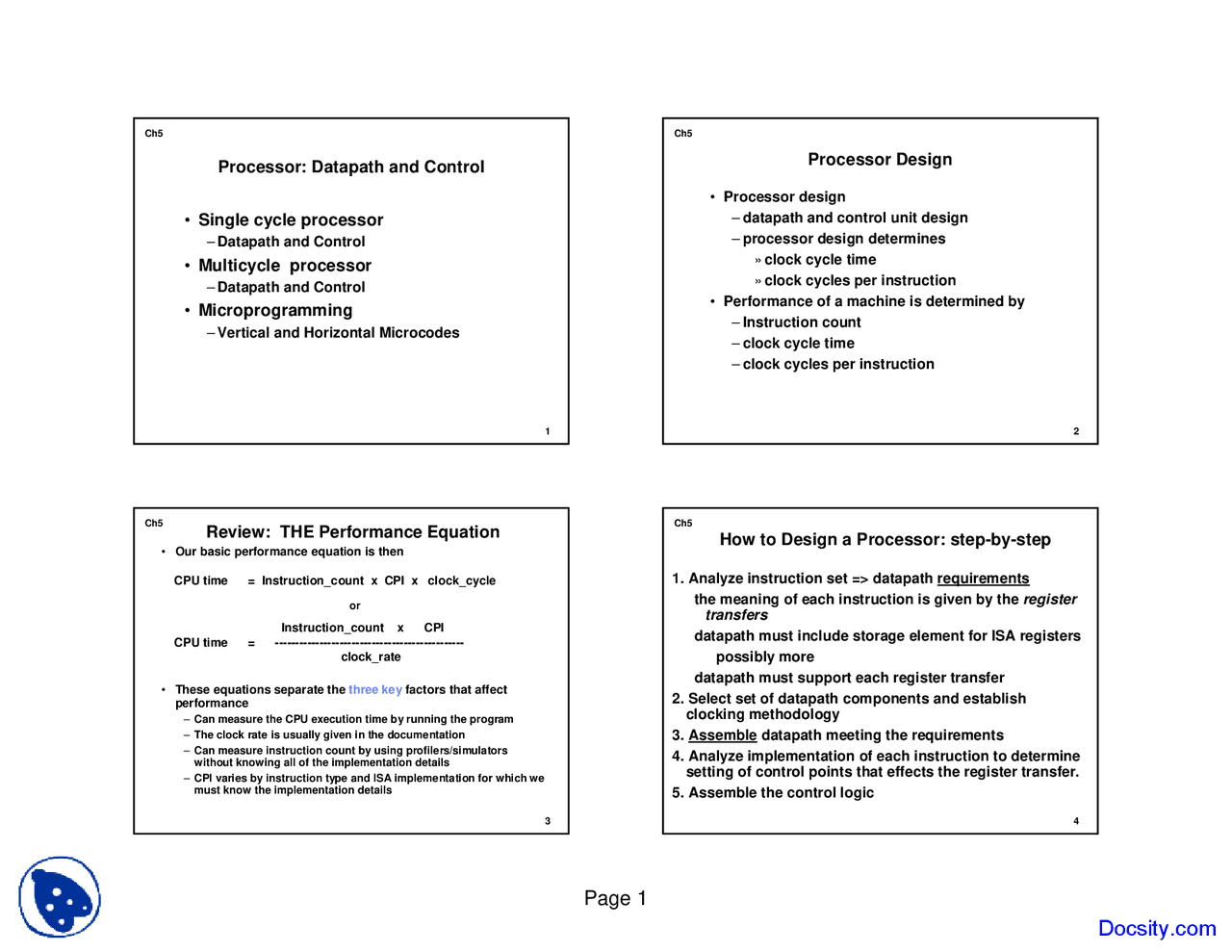Datapath And Control Computer Architecture And Design Lecture Slides Docsity