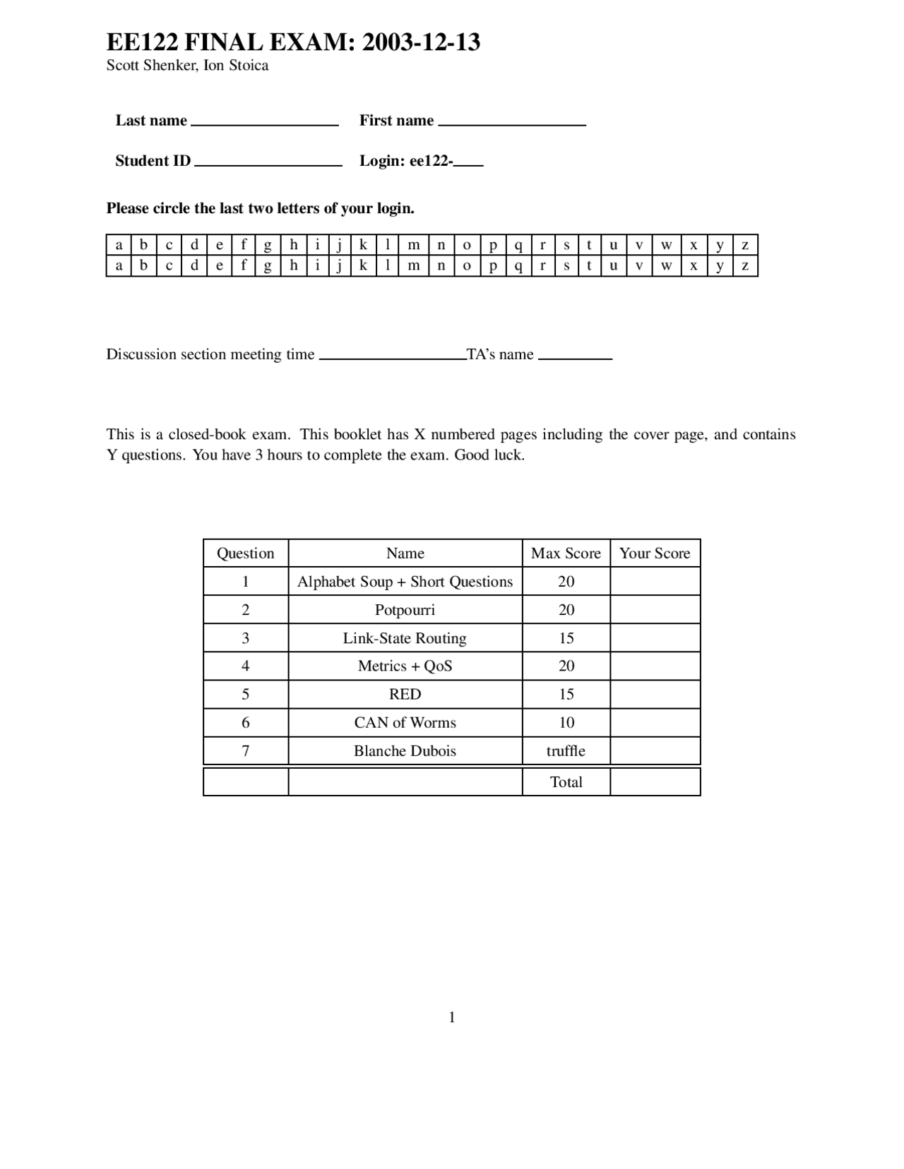 Slotted Introduction To Communication Networks Solved Exam Docsity