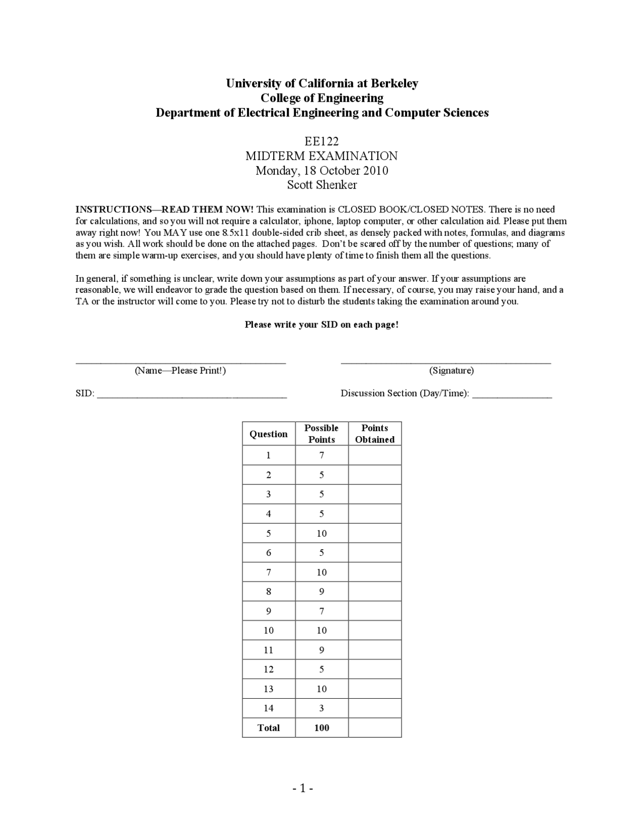 Integer Number Introduction To Communication Networks Solved Exam