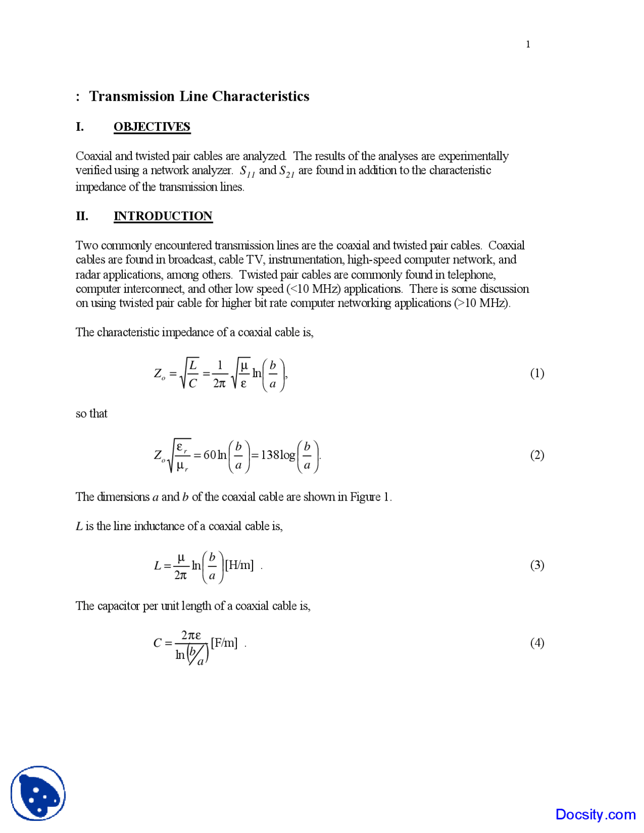 Transmission Line Characteristics - Communication Transmission ...