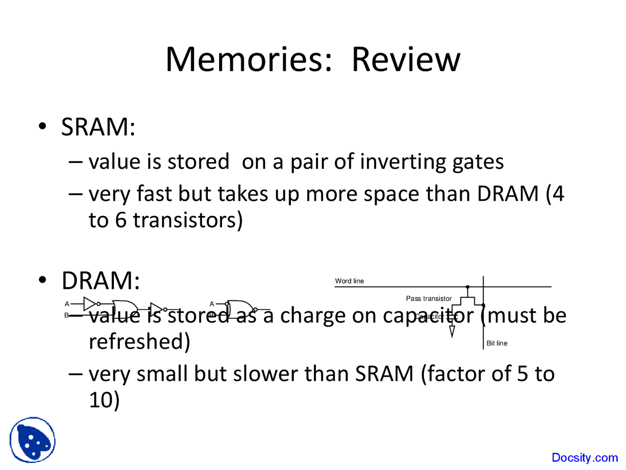 Memories Computer Organization Lecture Slides Docsity