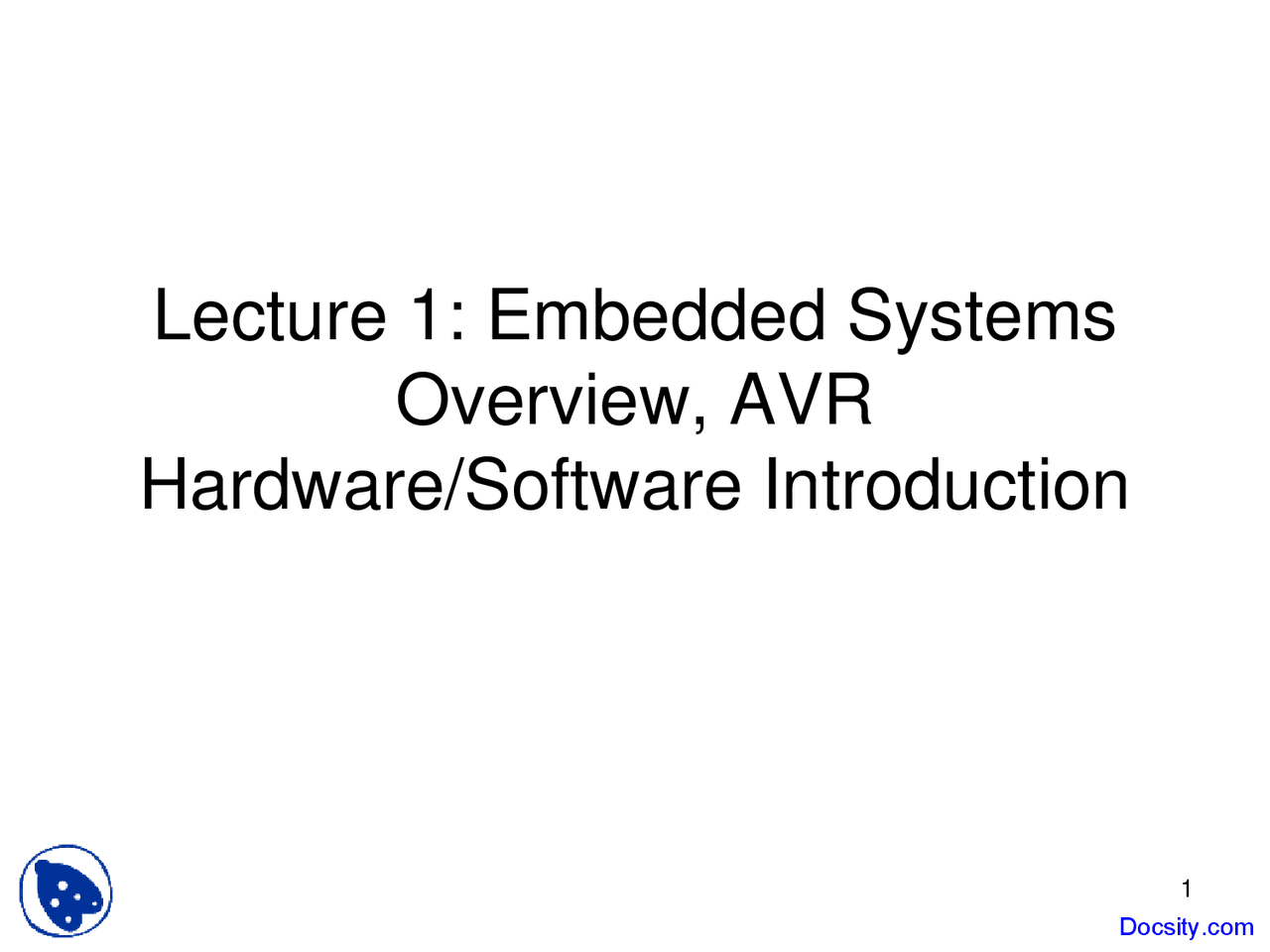 Embedded Systems Embedded System Design Lecture Slides Slides Computer Science Docsity
