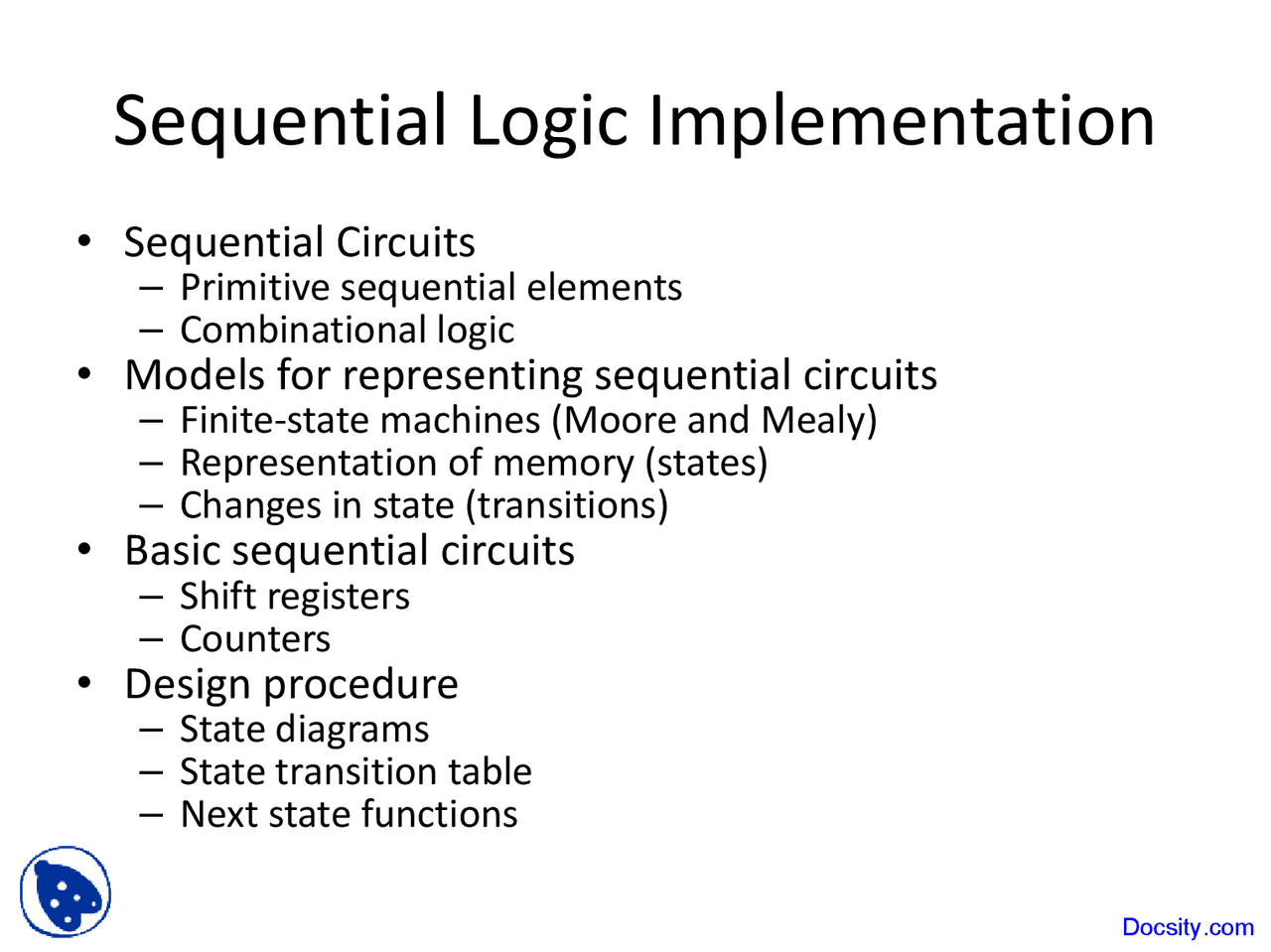 Sequential Logic Implementation Components And Techniques For Digital Systems Lecture Slides