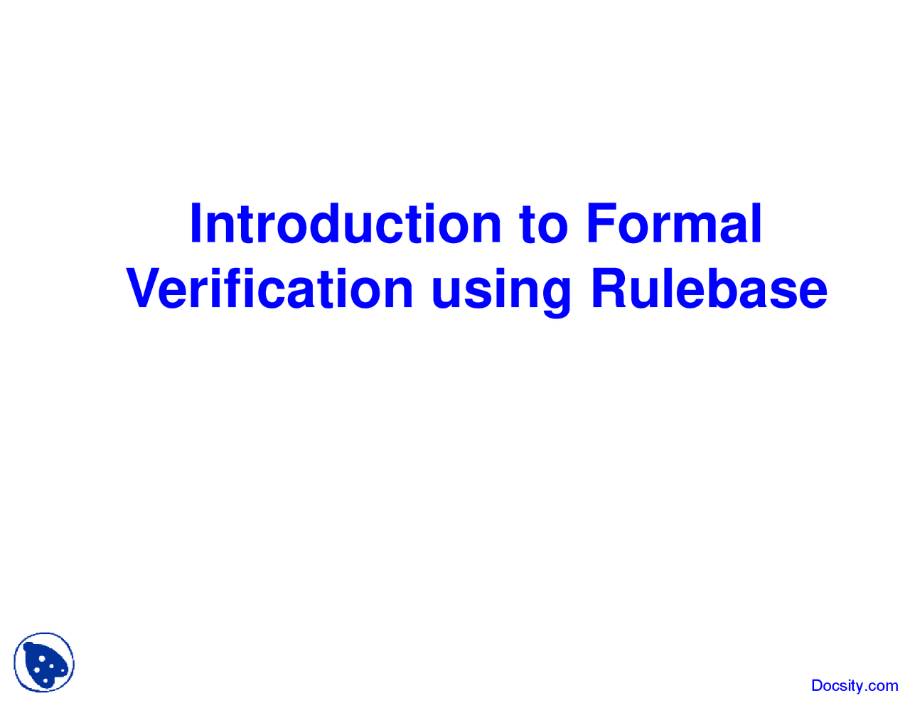 Introduction Functional Verification Lecture Slides Docsity