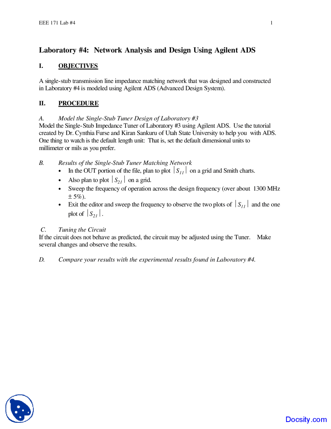 Network Analysis Communication Transmission Principles Lab Handouts