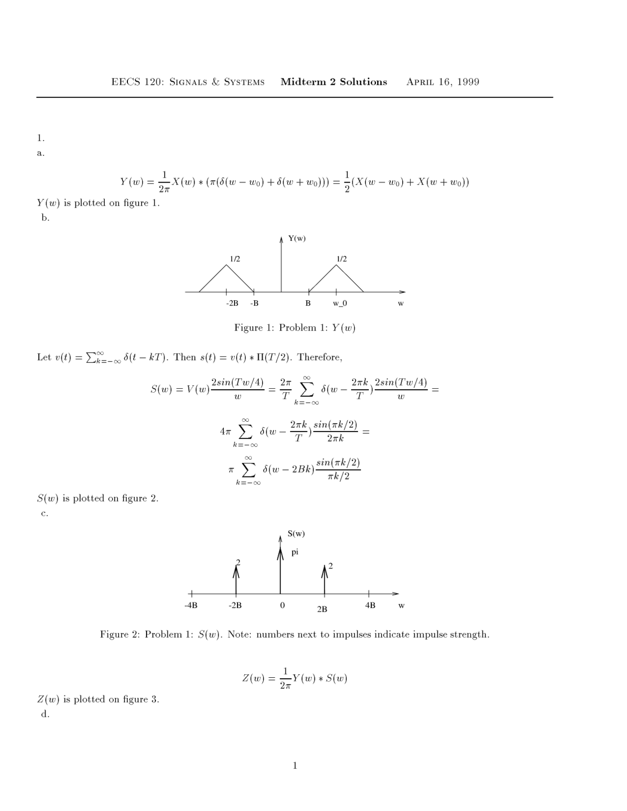 Infinite Pulse - Signals and Systems - Solved Exam - Docsity