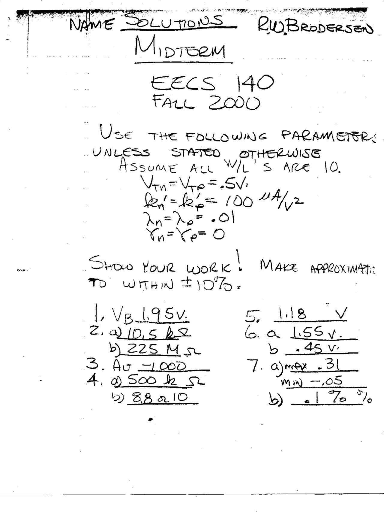 Output Linear Integrated Circuits Solved Exam Docsity