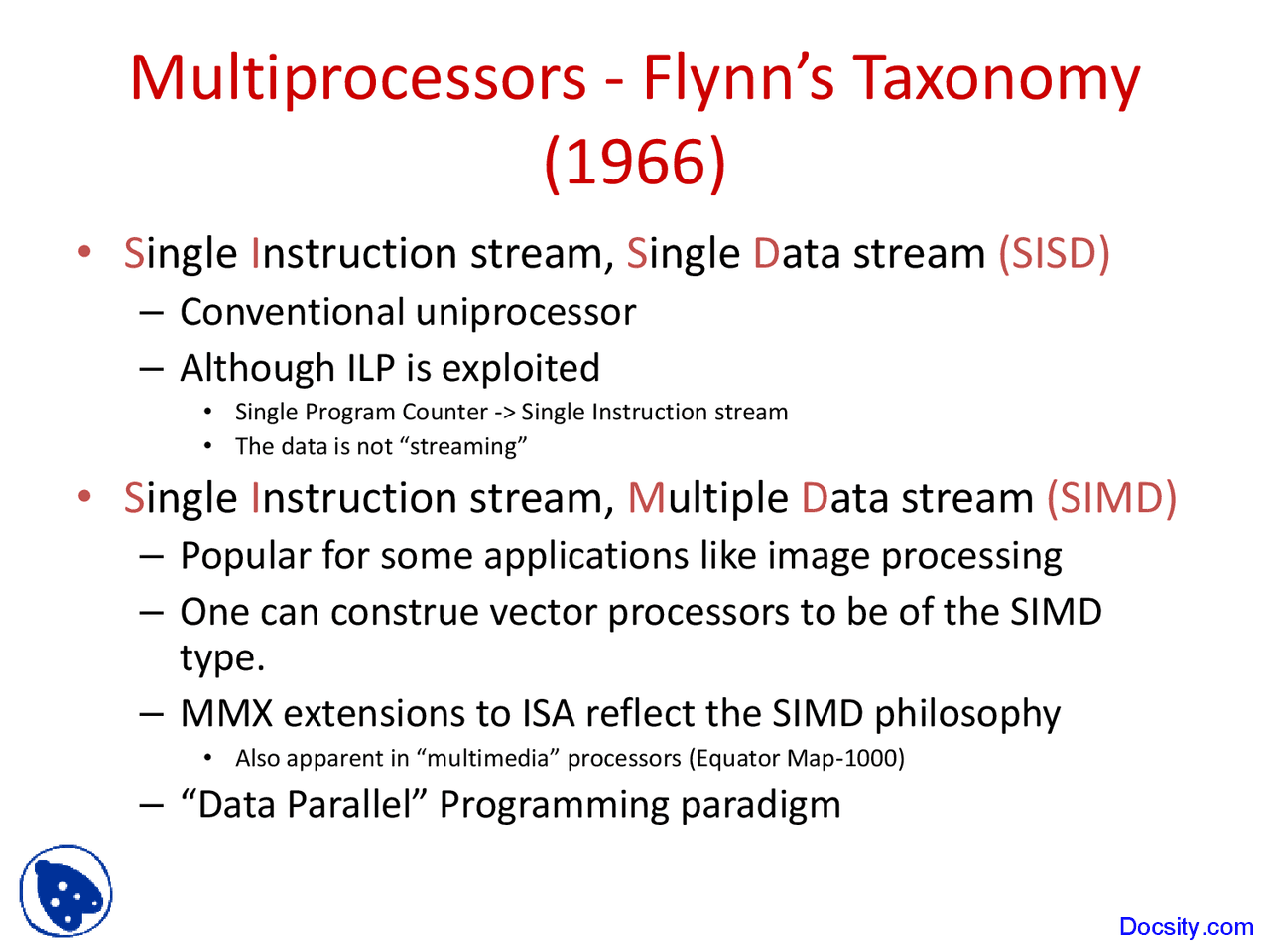 Flynn’s Taxonomy - Computer Design and Organisation - Lecture Slides ...