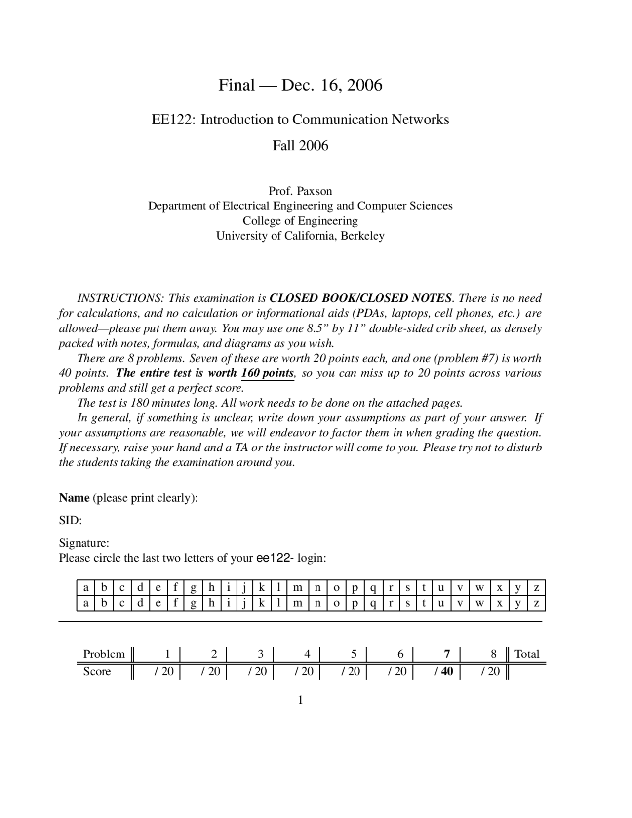 Router Messages - Introduction to Communication Networks - Exam - Docsity