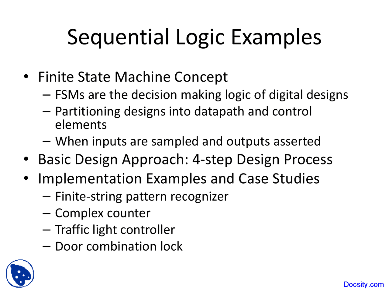 Sequential Logic Examples Components And Techniques For Digital Systems Lecture Slides Docsity
