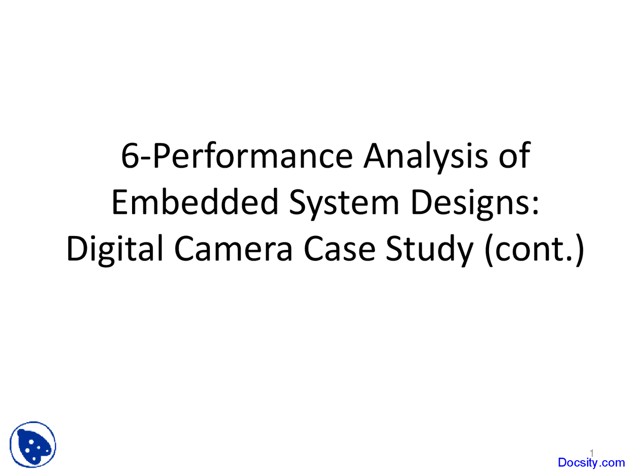 Analysis High Performance Embedded Systems Design Lecture Slides