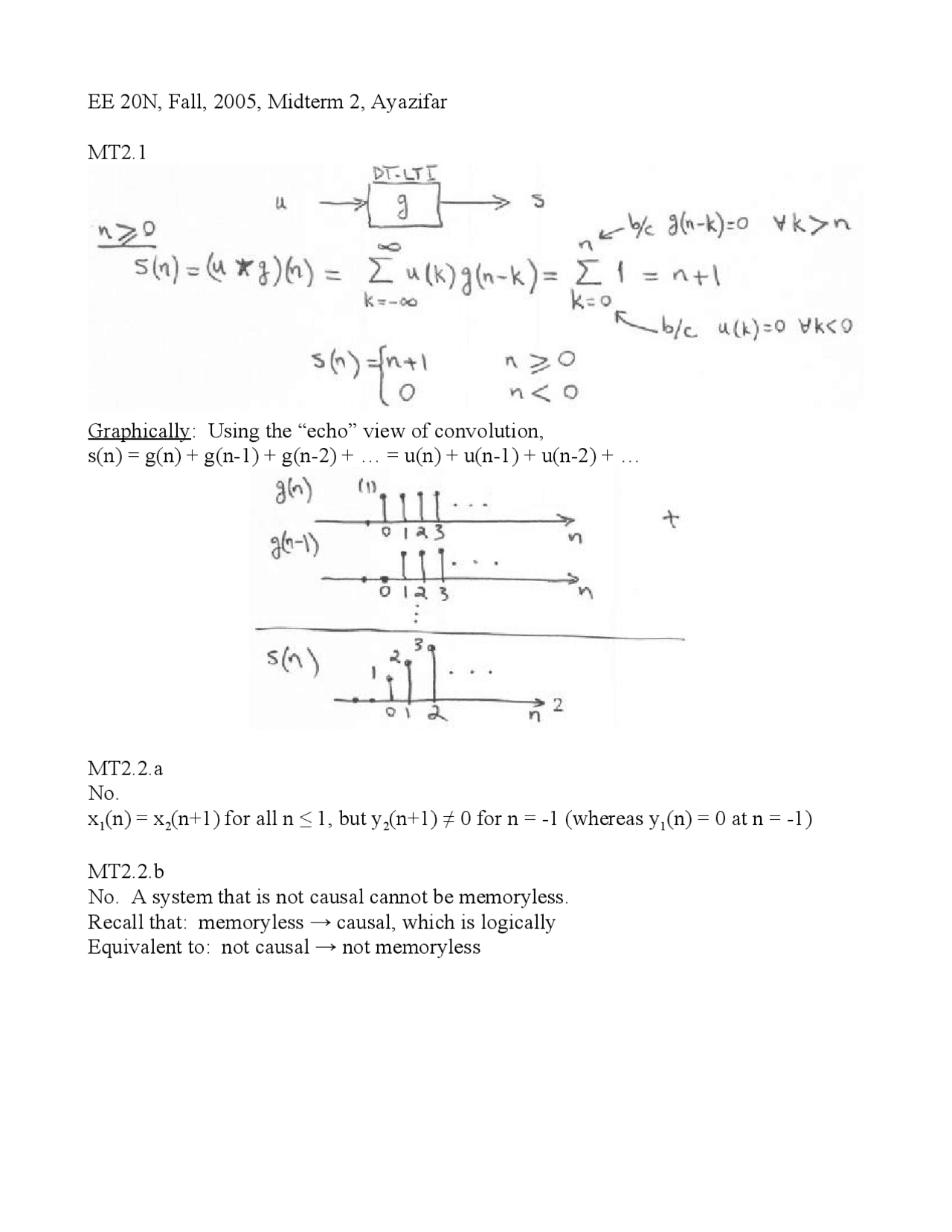Impulse Response - Structure and Interpretation of Systems and Signals - Solved Exam - Docsity