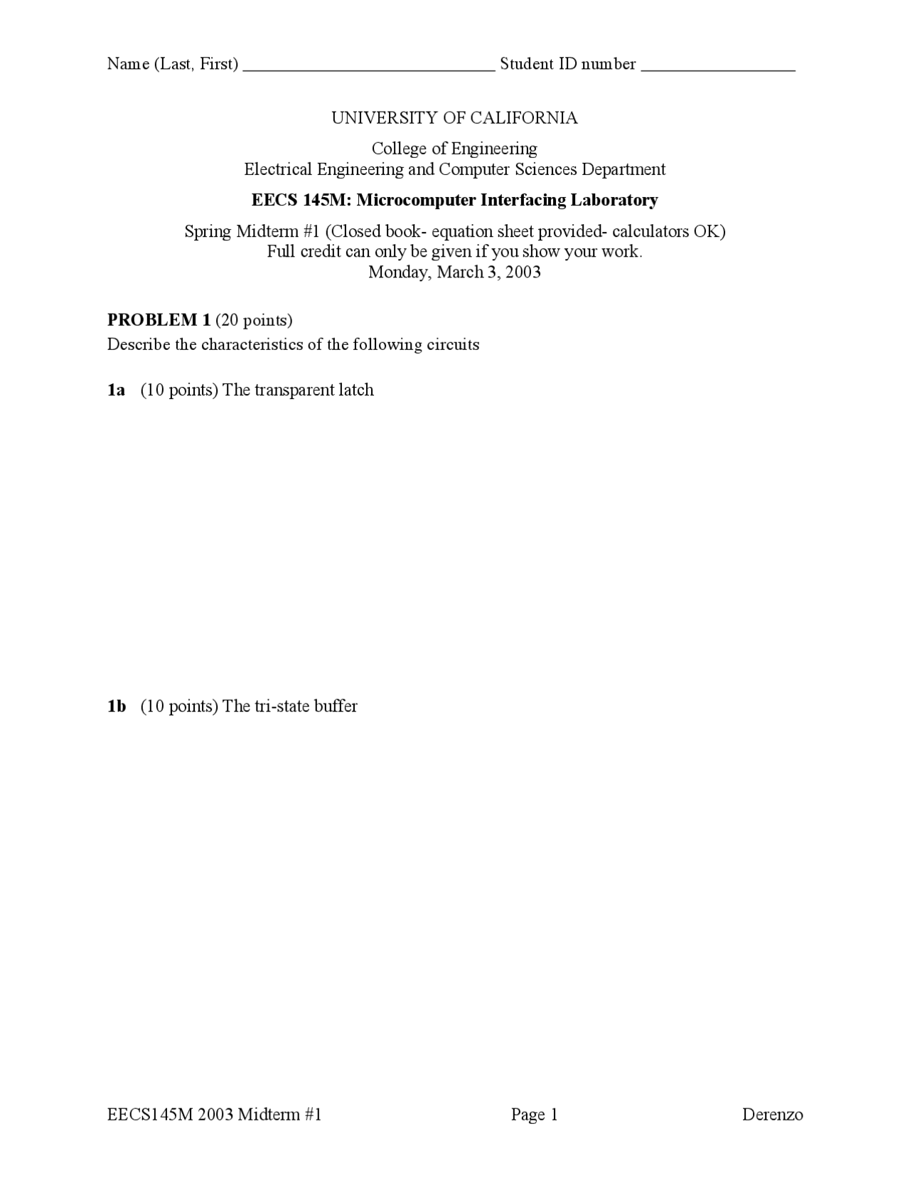 Latch Introductory Microcomputer Interfacing Exam Docsity